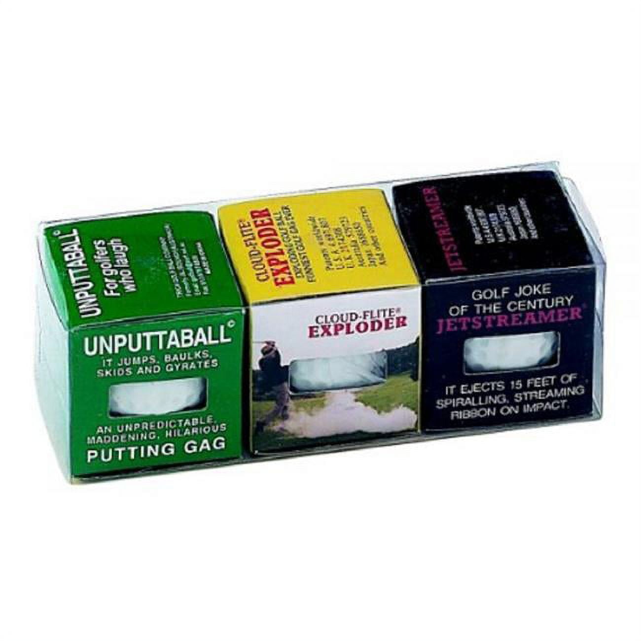 3 GOLF BALL ASSORTMENT SLEEVE - UNPUTTABALL, EXPLODER, JETSTREAMER ...