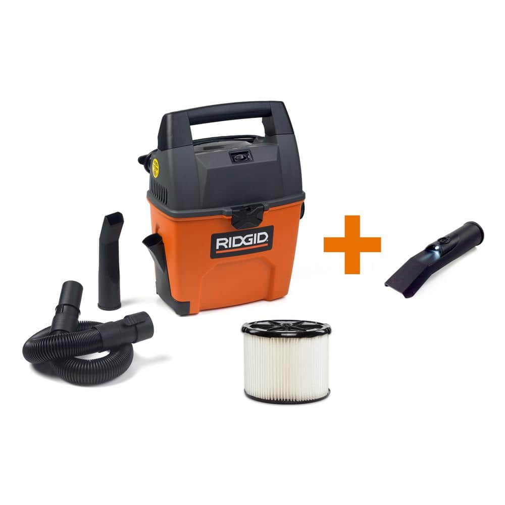 3 Gal. 3.5 Peak HP Handheld Shop Vacuum Wet Dry Vac with RIDGID SWEEP ...