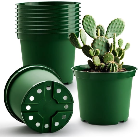 3 Gallon 10 Inch Round Plastic Plant Pots with Drainage Holes, 10 Pack ...