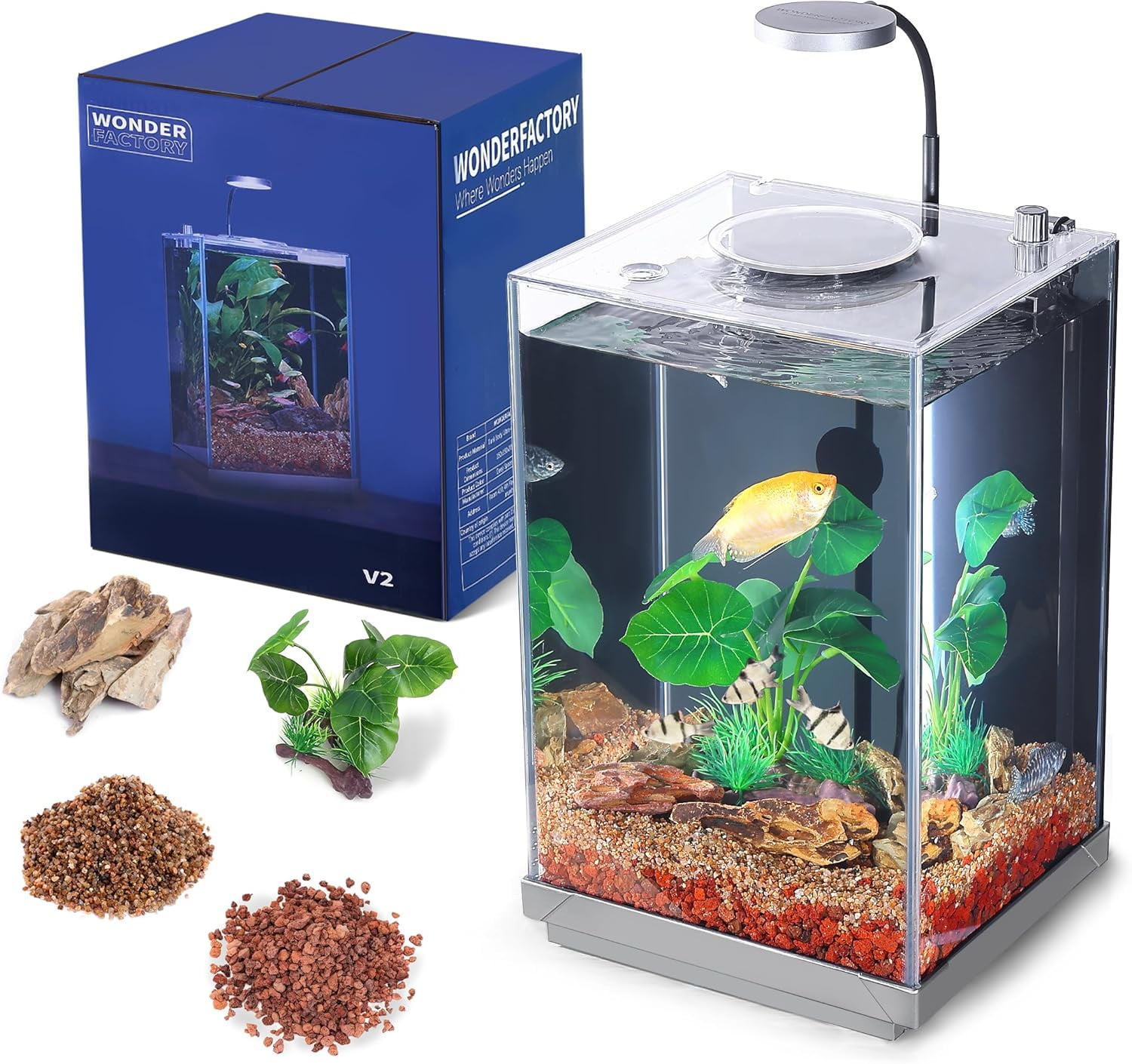 3 Gallon Aquarium Fish Tank AIO Starter Kit, including HD Float Glass ...