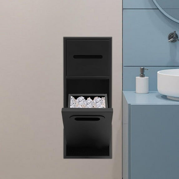3 Gallon Bathroom Trash Can Niche, Recessed Trash Can Cabinet with 2 ...