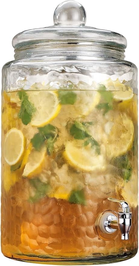 3 Gallon Classic Hammered Glass Ice Cold Beverage Drink Dispenser ...