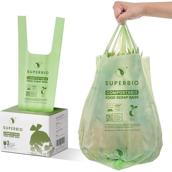 3 Gallon Compostable Food Waste Bags, 80 Count, Food Scrap Bags with ...