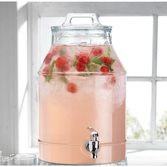 3 Gallon Classic Drink Dispenser Glass Jug Mason Jar Style Beverage ...
