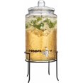 3 Gallon Glass Drink Dispenser with Metal Stand & Lid – Hammered ...
