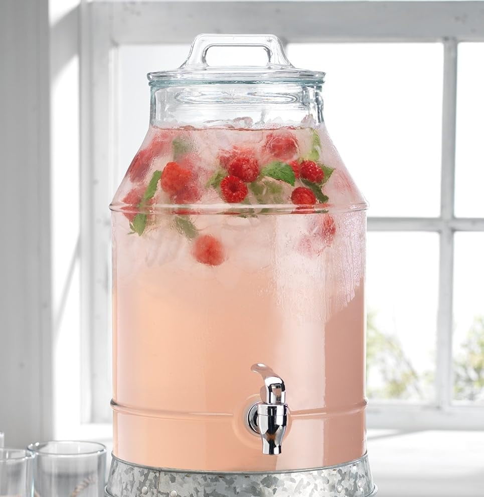 3 Gallon Glass Drink Dispenser with Spout for Parties - Tall Airtight ...