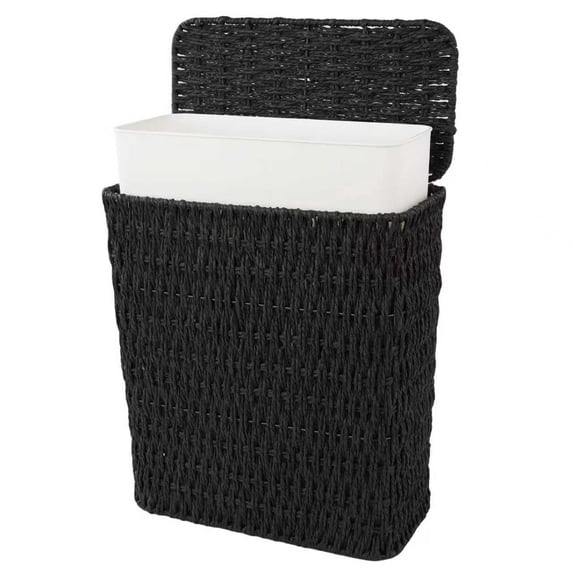 3 Gallon Paper Rope Bathroom Trash Can,Small Wicker Trash Cans with Lid ...