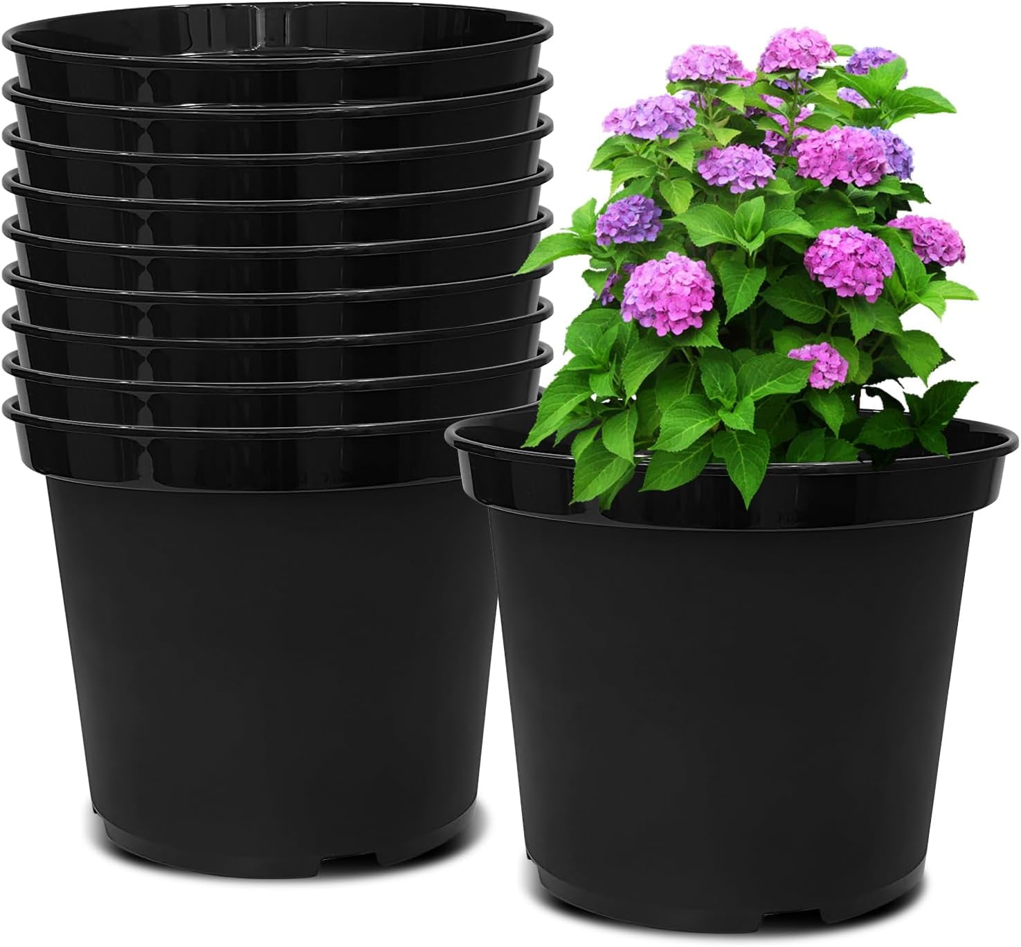 3 Gallon Plastic Nursery Pots, 10 Inch Round Plant Pots with Drainage ...