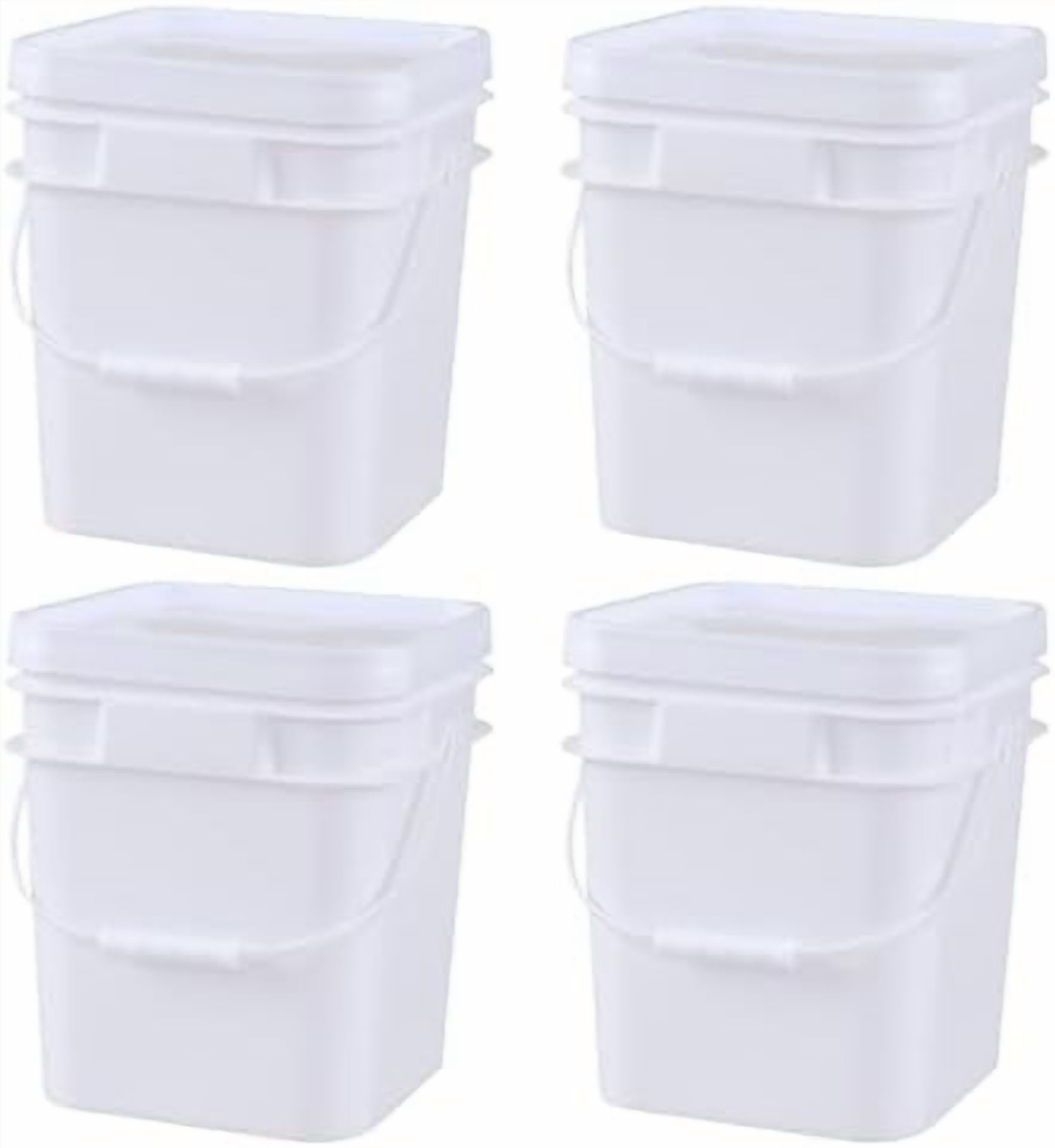 3 Gallon Plastic Square Storage Bucket, 4 Packs Food Grade Buckets with ...