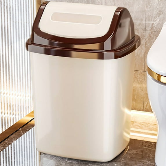 3 Gallon Plastic Trash Can with Swing Top Lid, Compact Slim Waste Bin ...