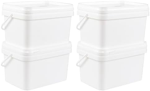 3 Gallon Plastic Utility Industrial Pail with Handle, 4-Pack White ...