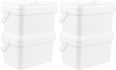 3 Gallon Plastic Utility Industrial Pail with Handle, 4-Pack White ...