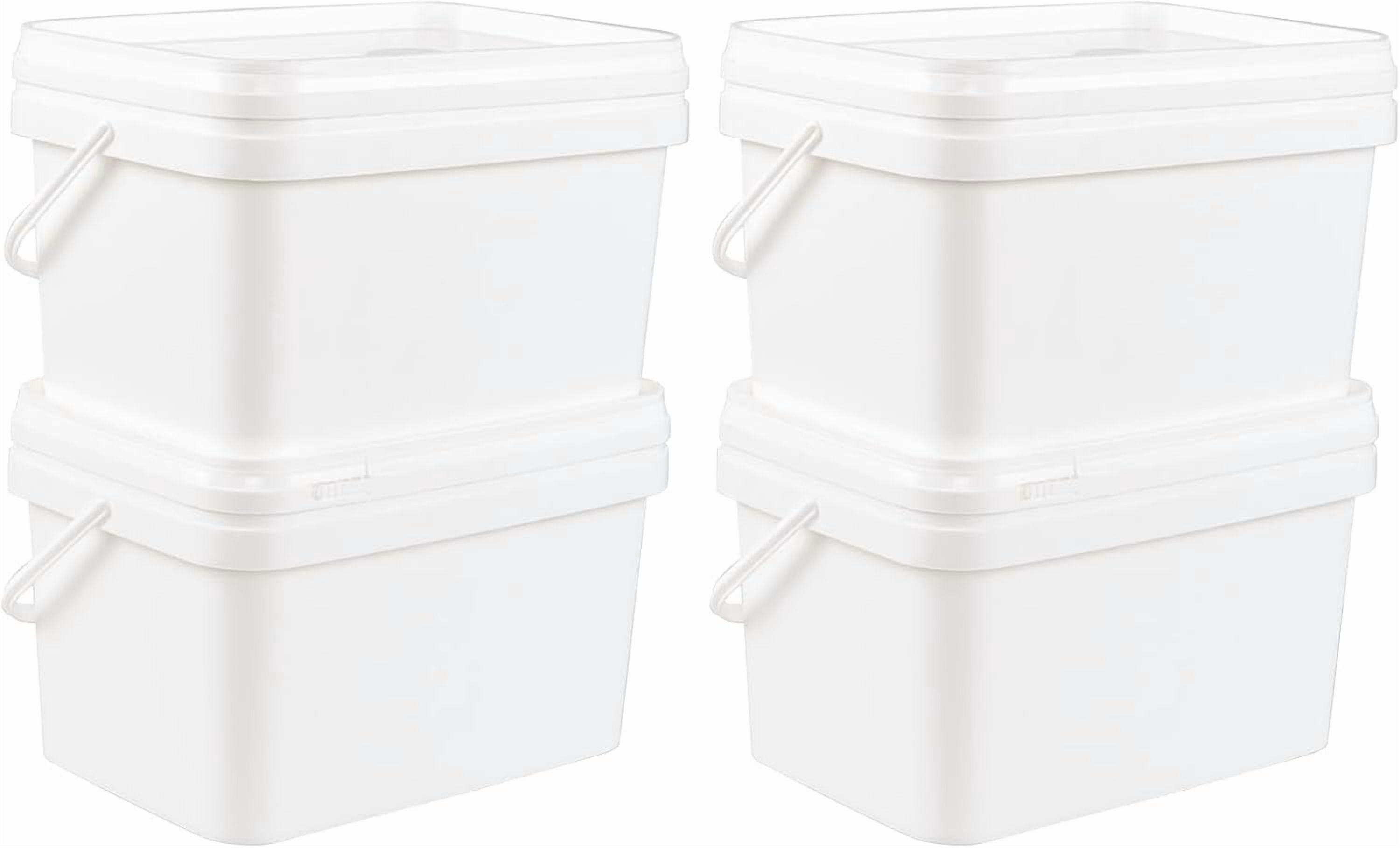 3 Gallon Plastic Utility Industrial Pail with Handle, 4-Pack White ...
