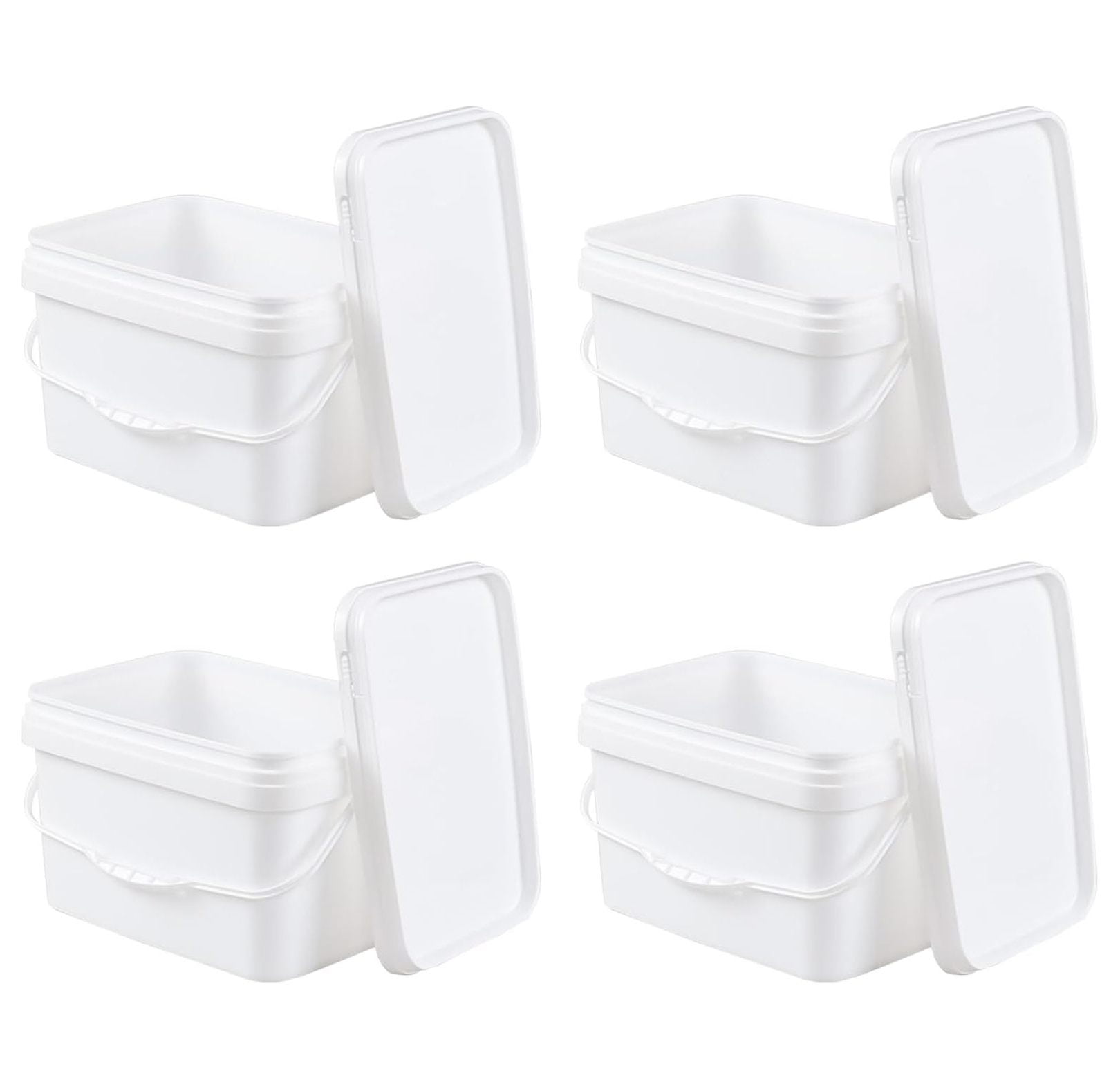 3 Gallon Rectangular Buckets Pails, 4 Pack Food Safe Buckets with ...