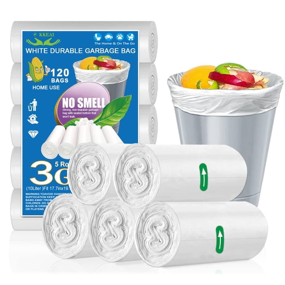 3 Gallon Small Trash Bags 120 Counts White Garbage Bags Small Bathroom ...