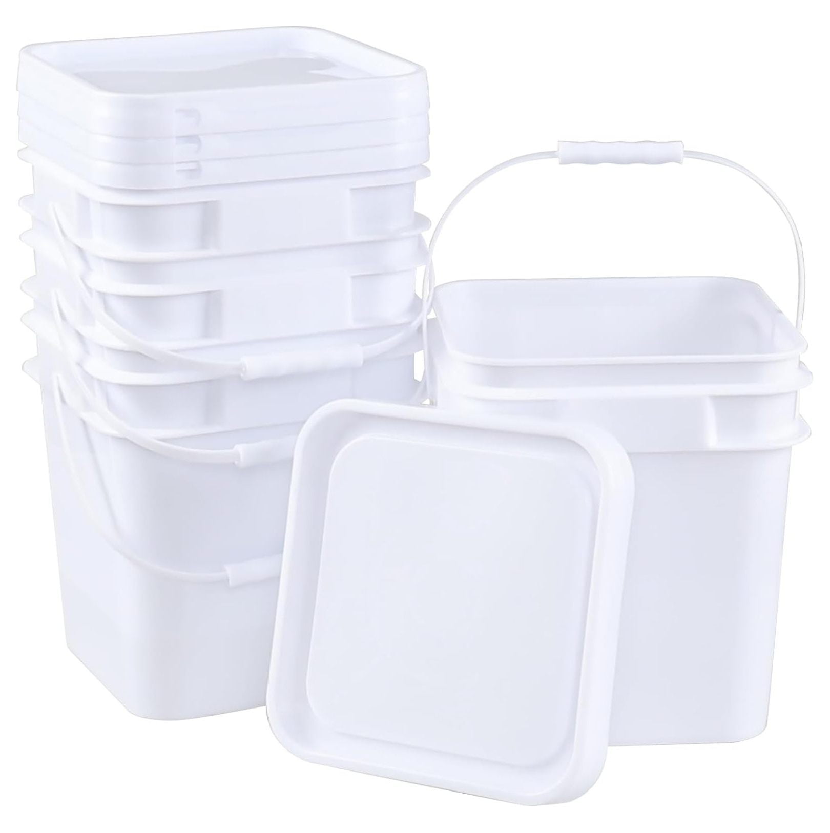 3 Gallon Square Food Grade Bucket Pail with Lid, Multifunctional ...