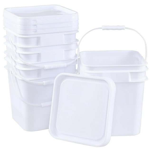 3 Gallon Square Food Grade Bucket Pail with Lid, Multifunctional Industrial Bucket Container for ...