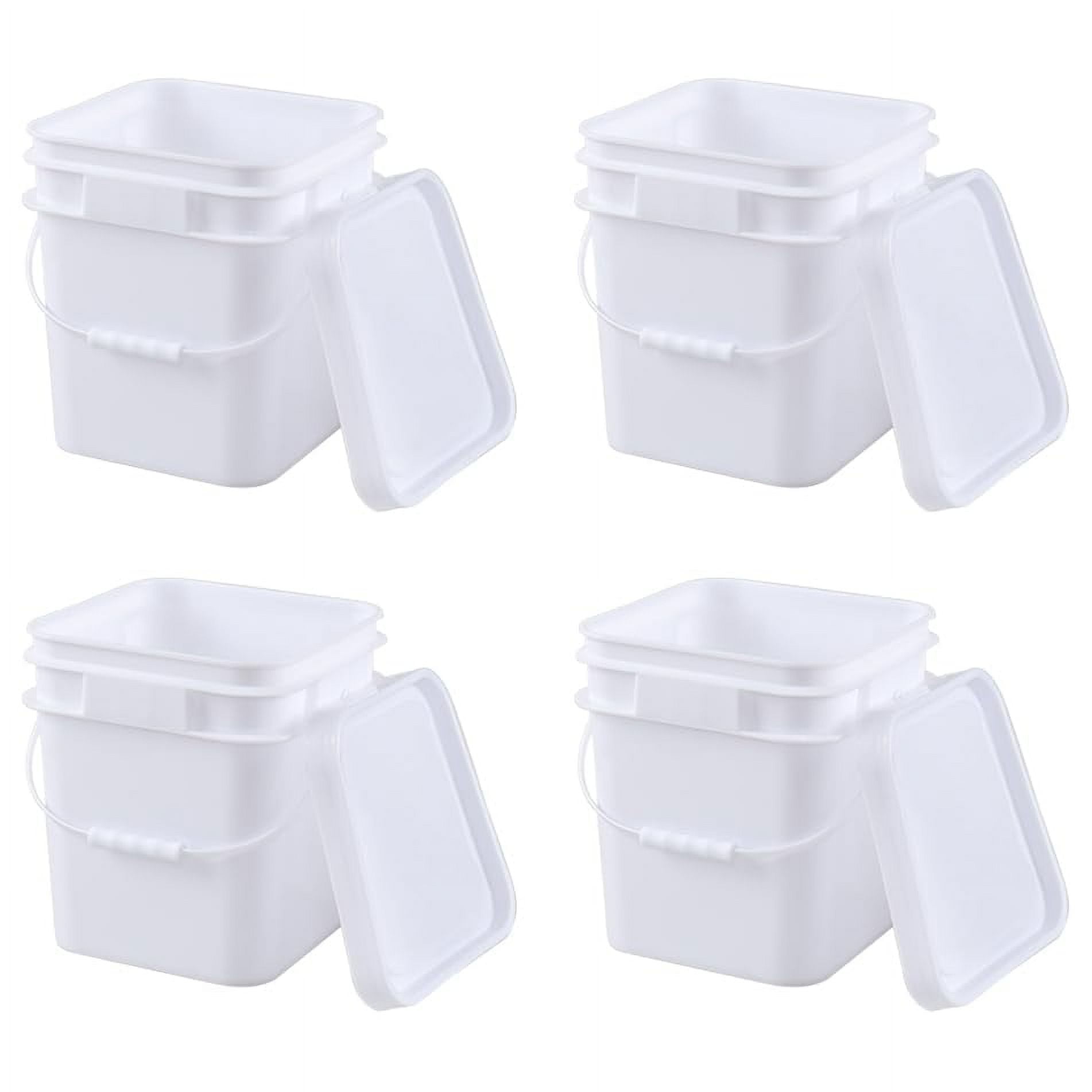 3 Gallon Square Storage Buckets with Lid - Durable Plastic Food Grade ...