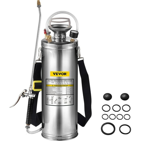 3 Gallon Stainless Steel Hand Pump Sprayer with Pressure Gauge Safety ...
