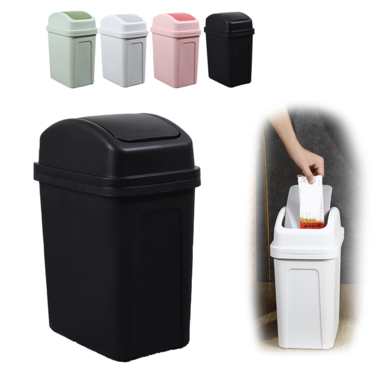 3 Gallon Trash Can with Swing Lid Creative Covered Garbage Buckets ...