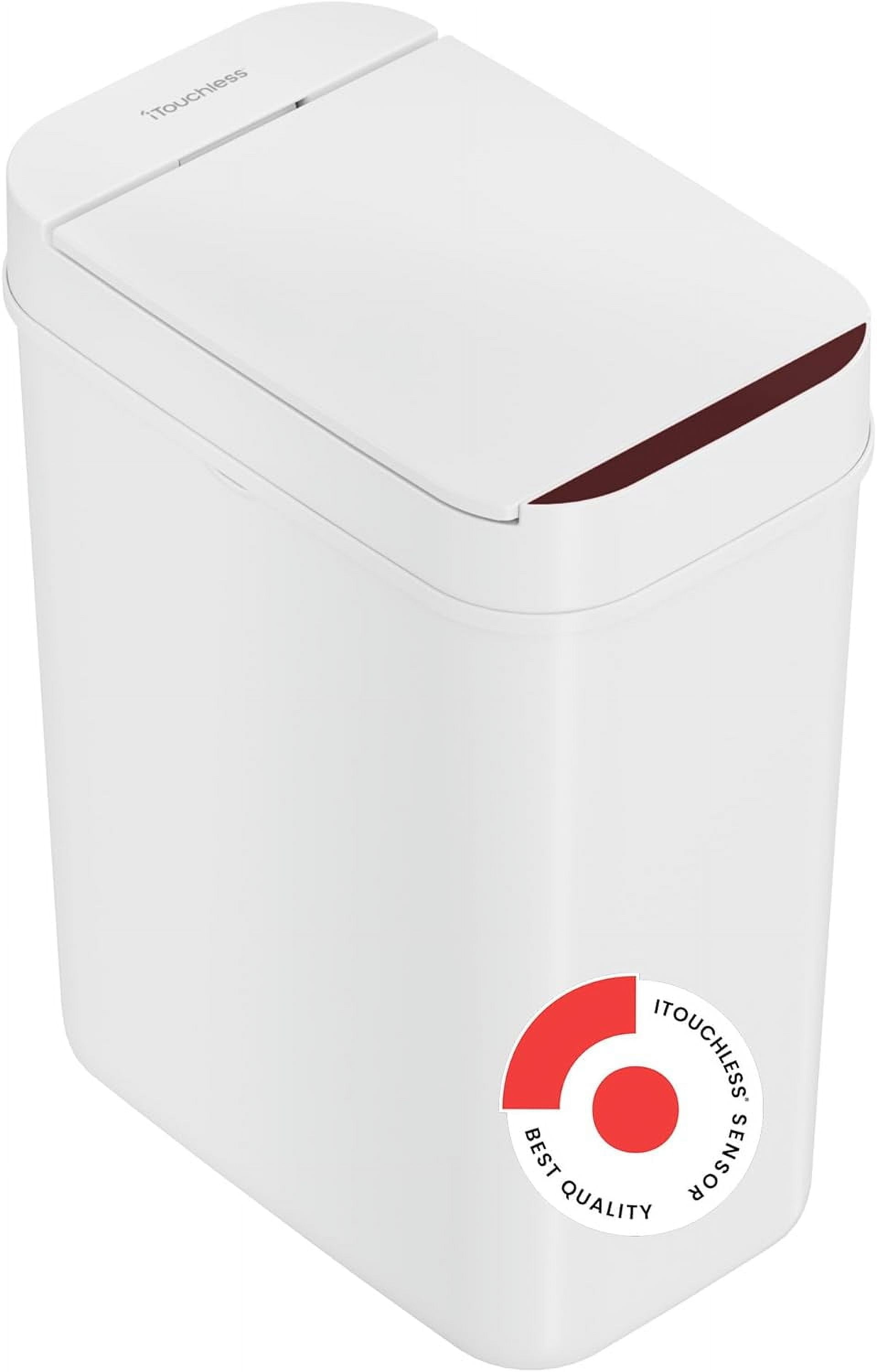 3 Gallon White Sensor Bathroom Trash Can Slim and Space-Saving 10L Home ...