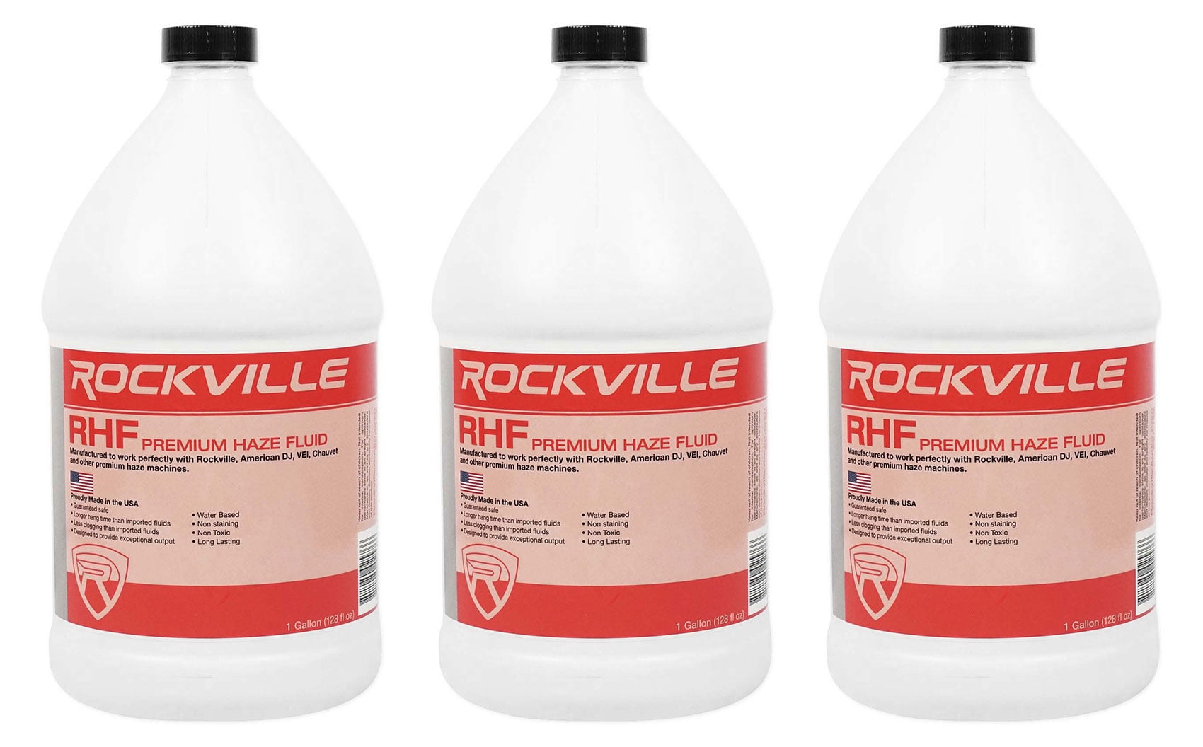 (3) Gallons Rockville RHF Water-Based Haze Machine Fluid Juice No-Clog ...