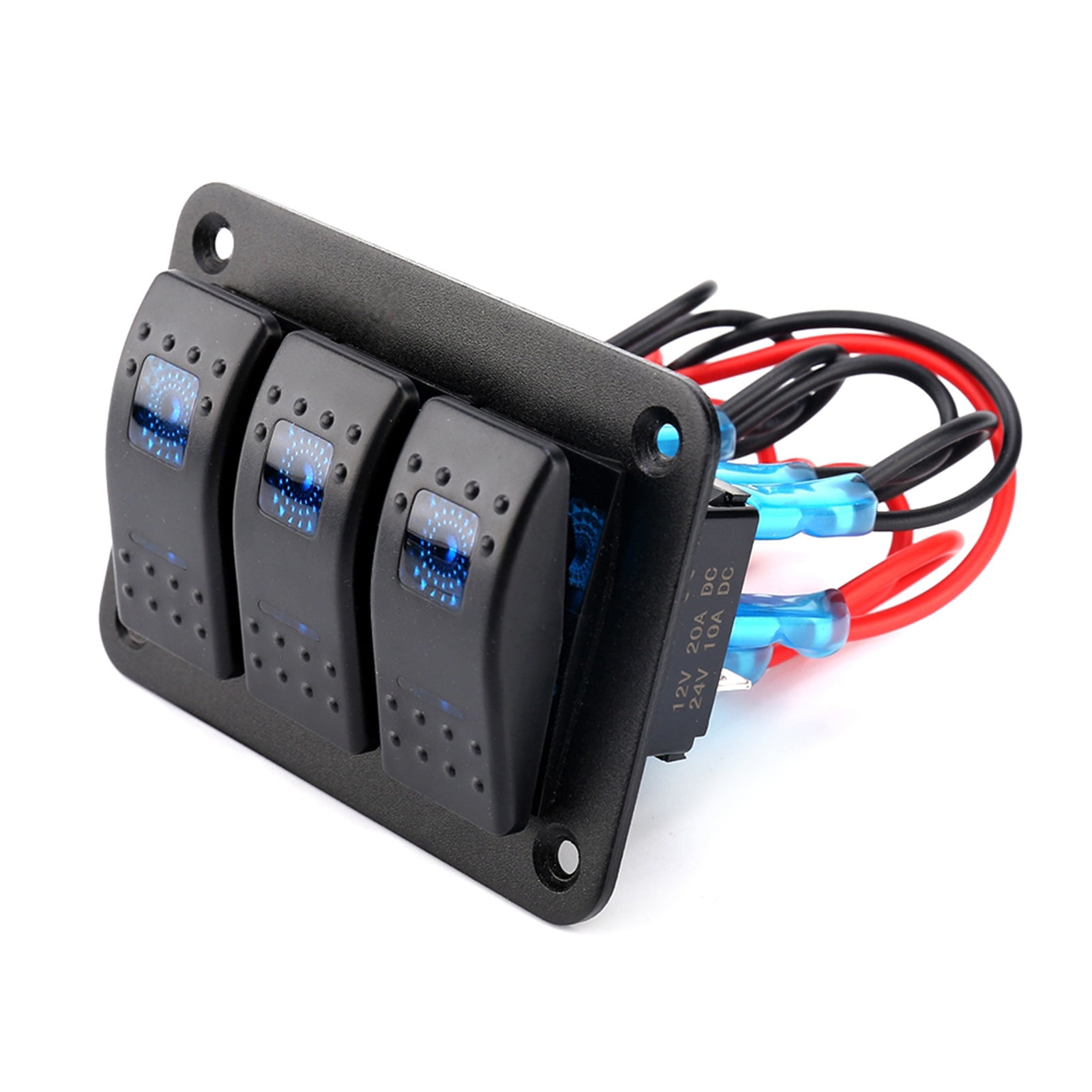 3 Gang 12-24V Toggle Rocker Switch Panel with LED Light for RV Car ...