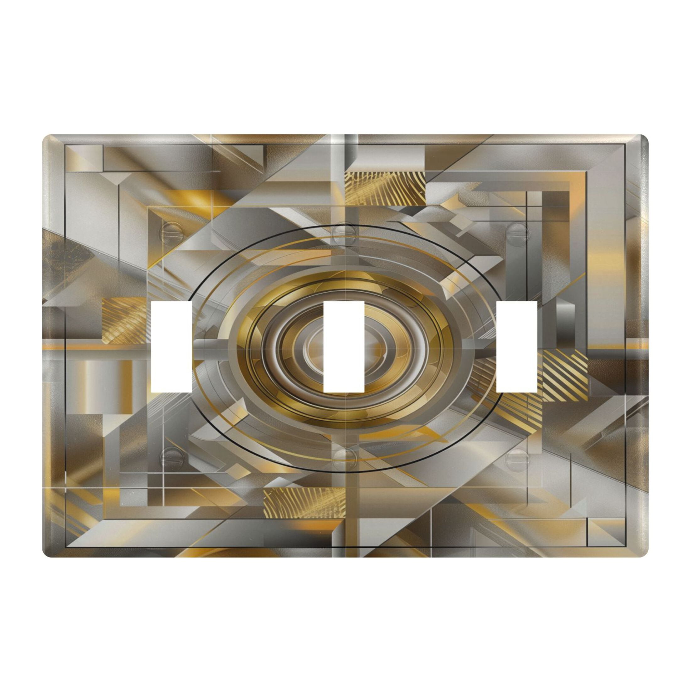 3 Gang Light Switch Cover Plate Abstract Silver Geometric Wall Plate ...