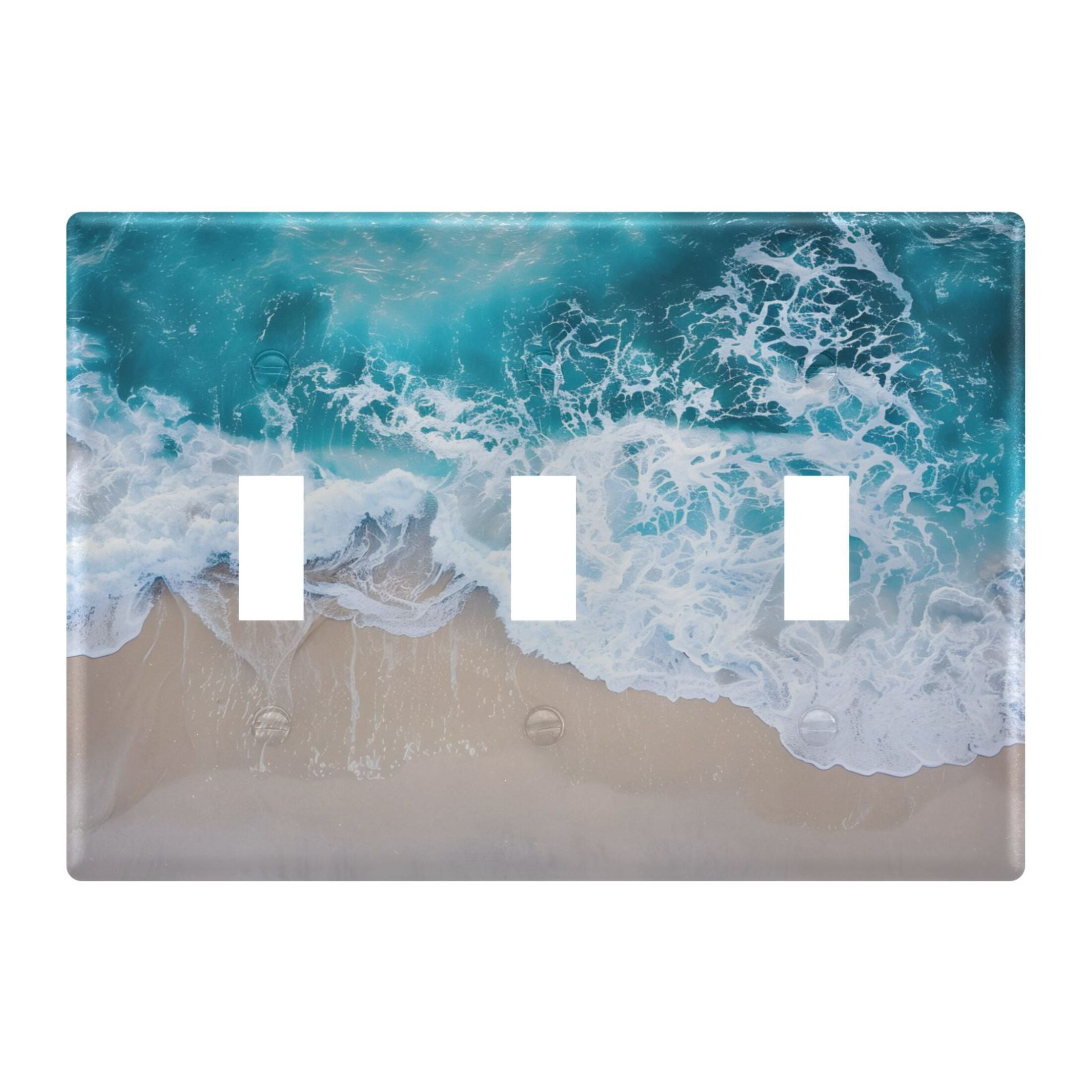 3 Gang Light Switch Cover Plate Beach and Waves Wall Plate Decorate ...
