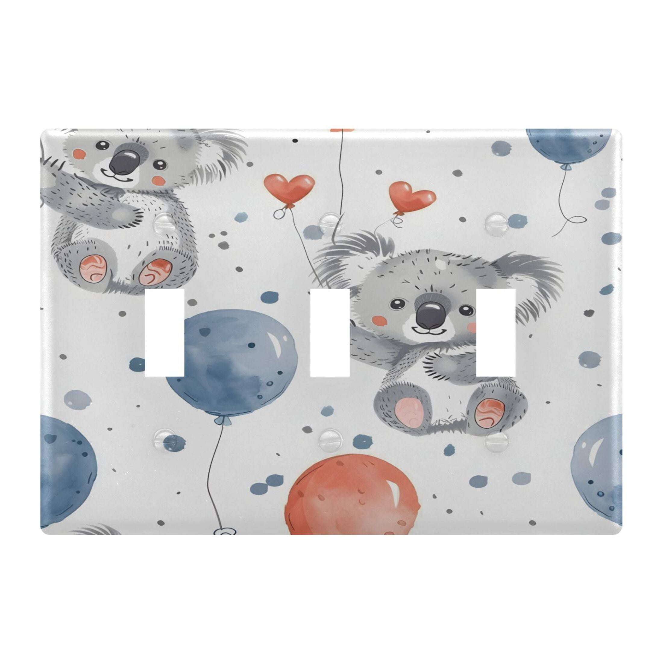3 Gang Light Switch Cover Plate Cartoon Koala with Balloon Wall Plate ...