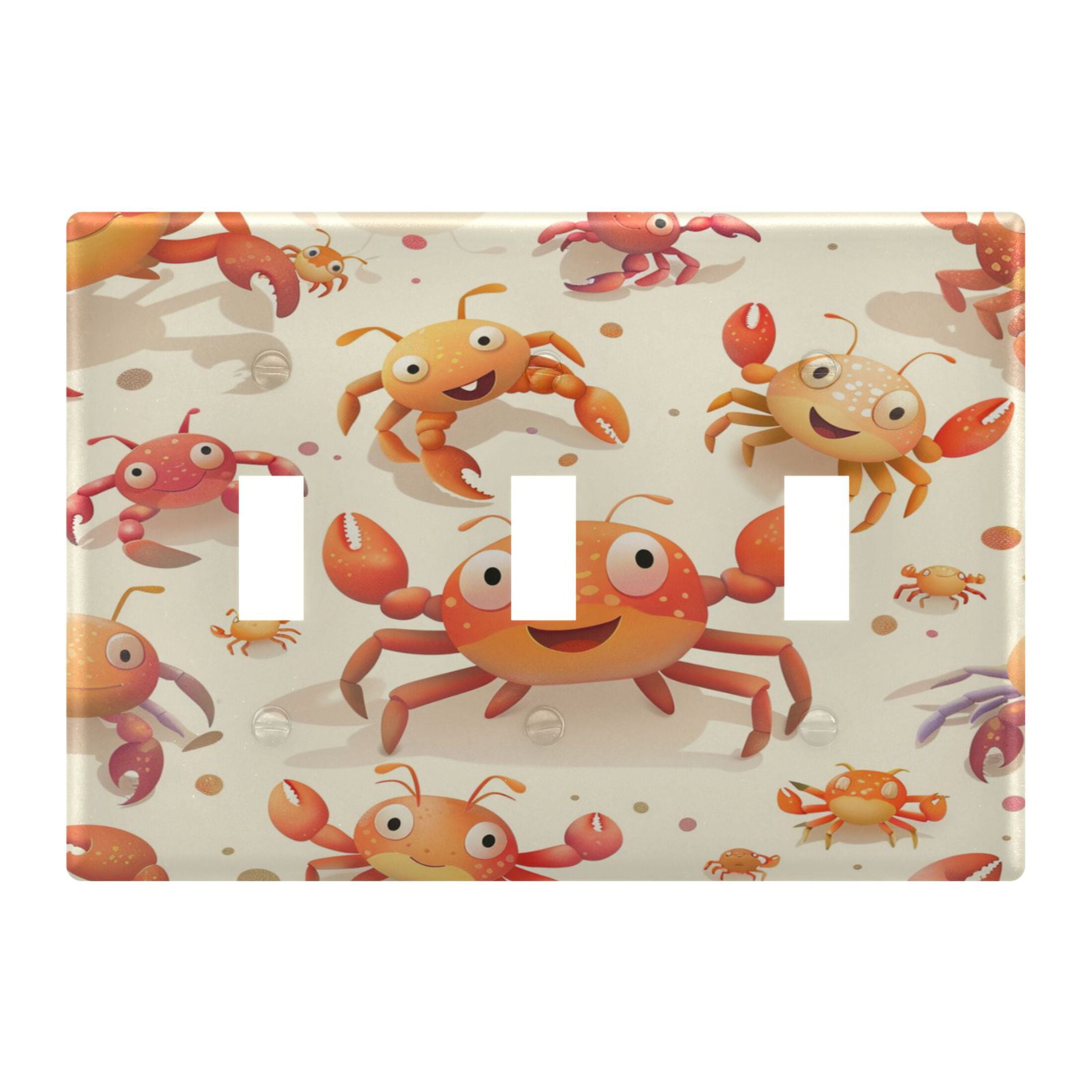 3 Gang Light Switch Cover Plate Cute Happy Crabs Wall Plate Decorate ...