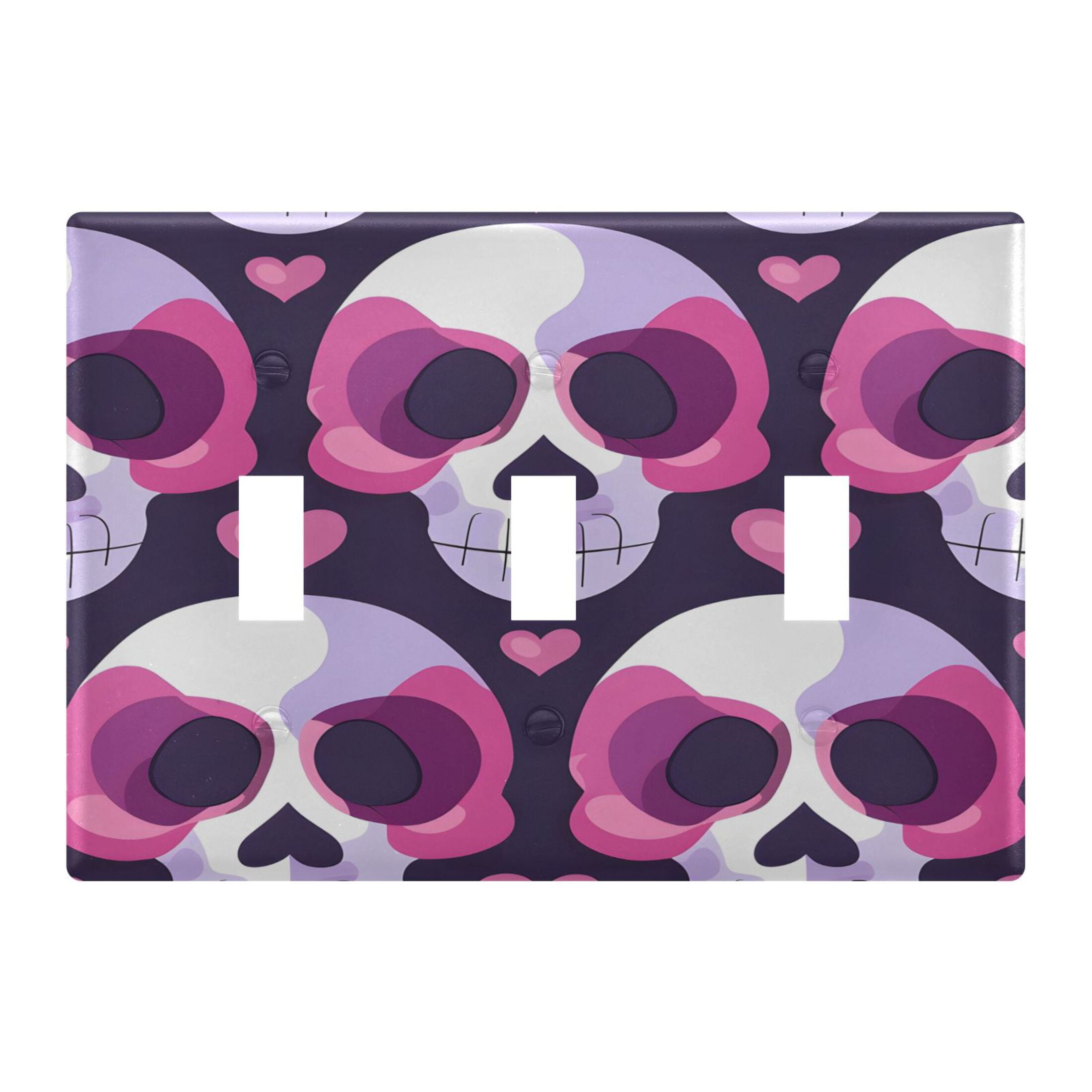 3 Gang Light Switch Cover Plate Cute Skull Head and Heart Wall Plate ...