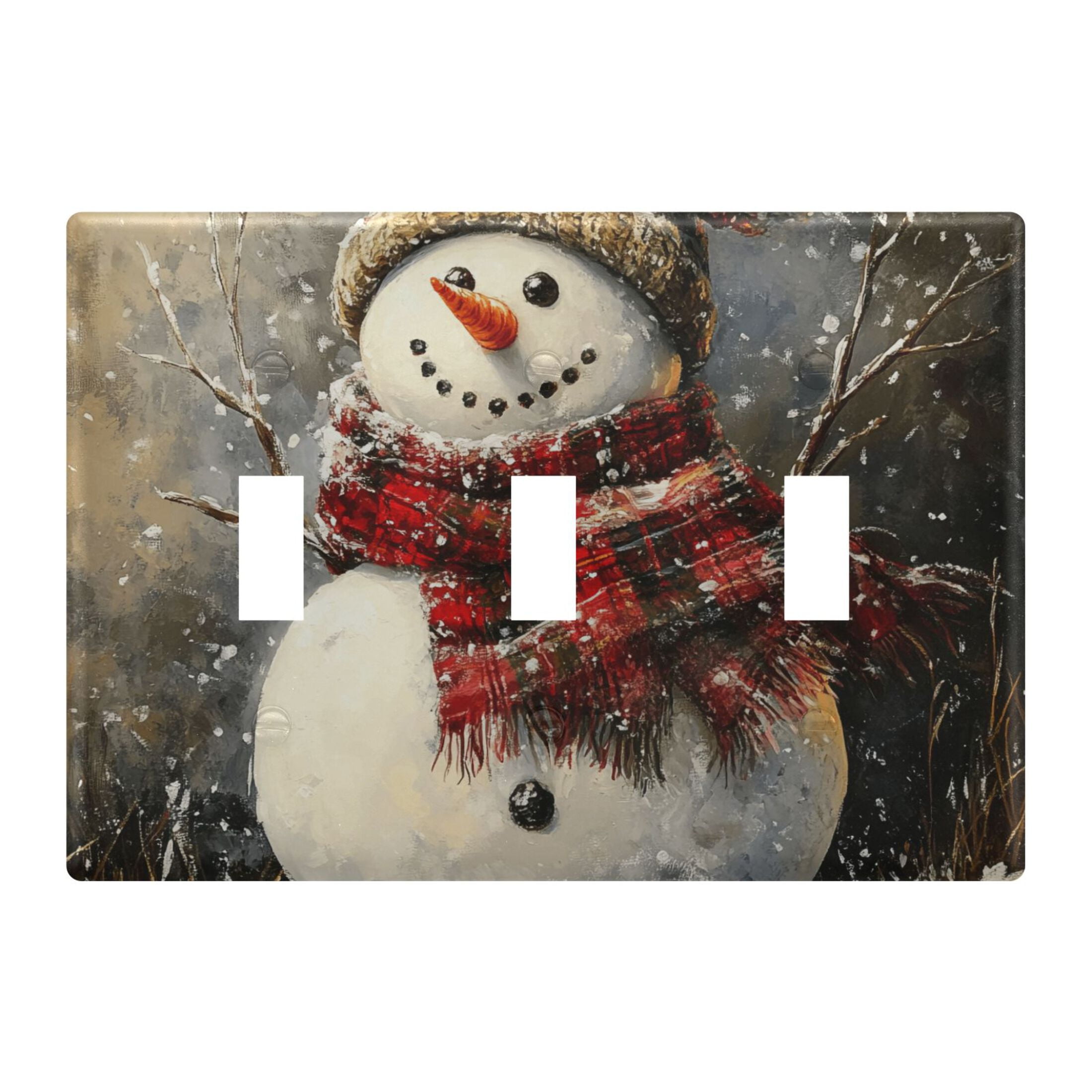 3 Gang Light Switch Cover Plate Cute Snowman in Clothes Wall Plate ...