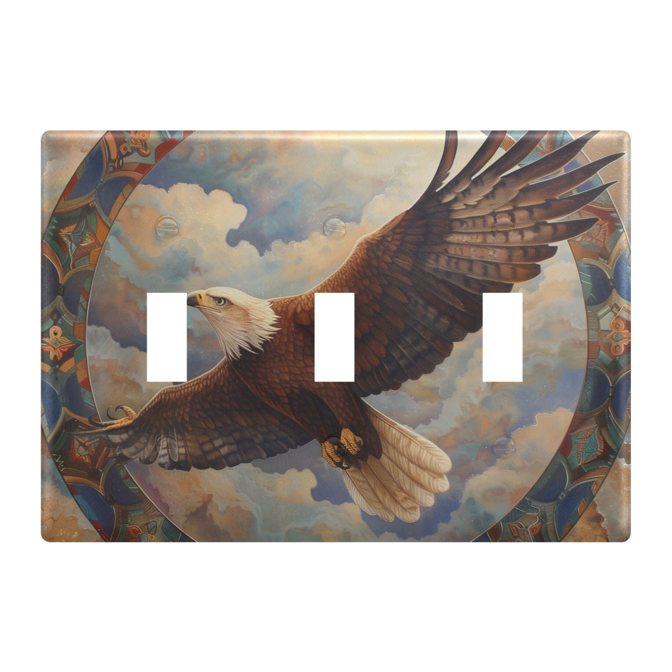 3 Gang Light Switch Cover Plate Eagle Fly in Sky Wall Plate Decorate ...