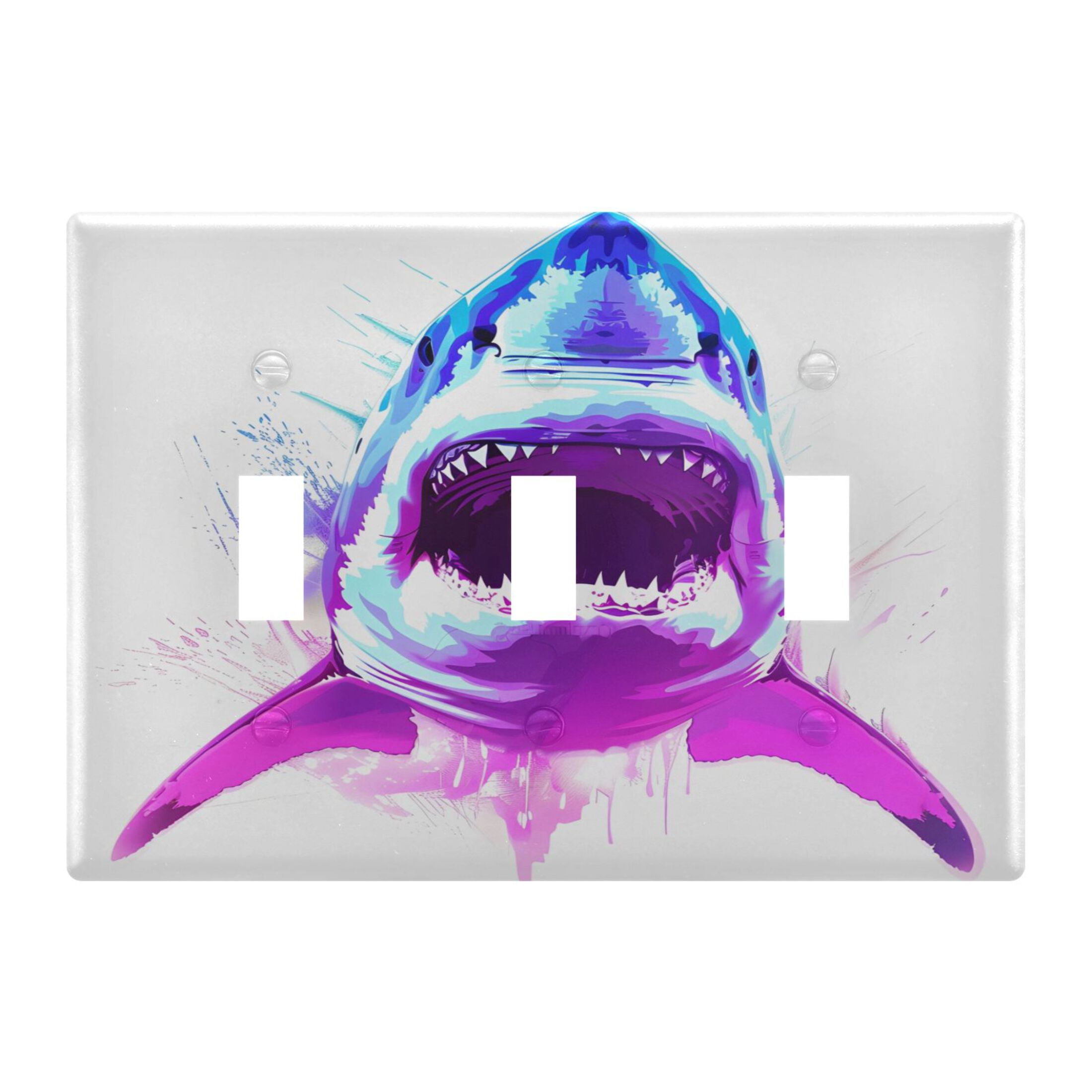 3 Gang Light Switch Cover Plate Fierce Fantasy Shark Wall Plate ...