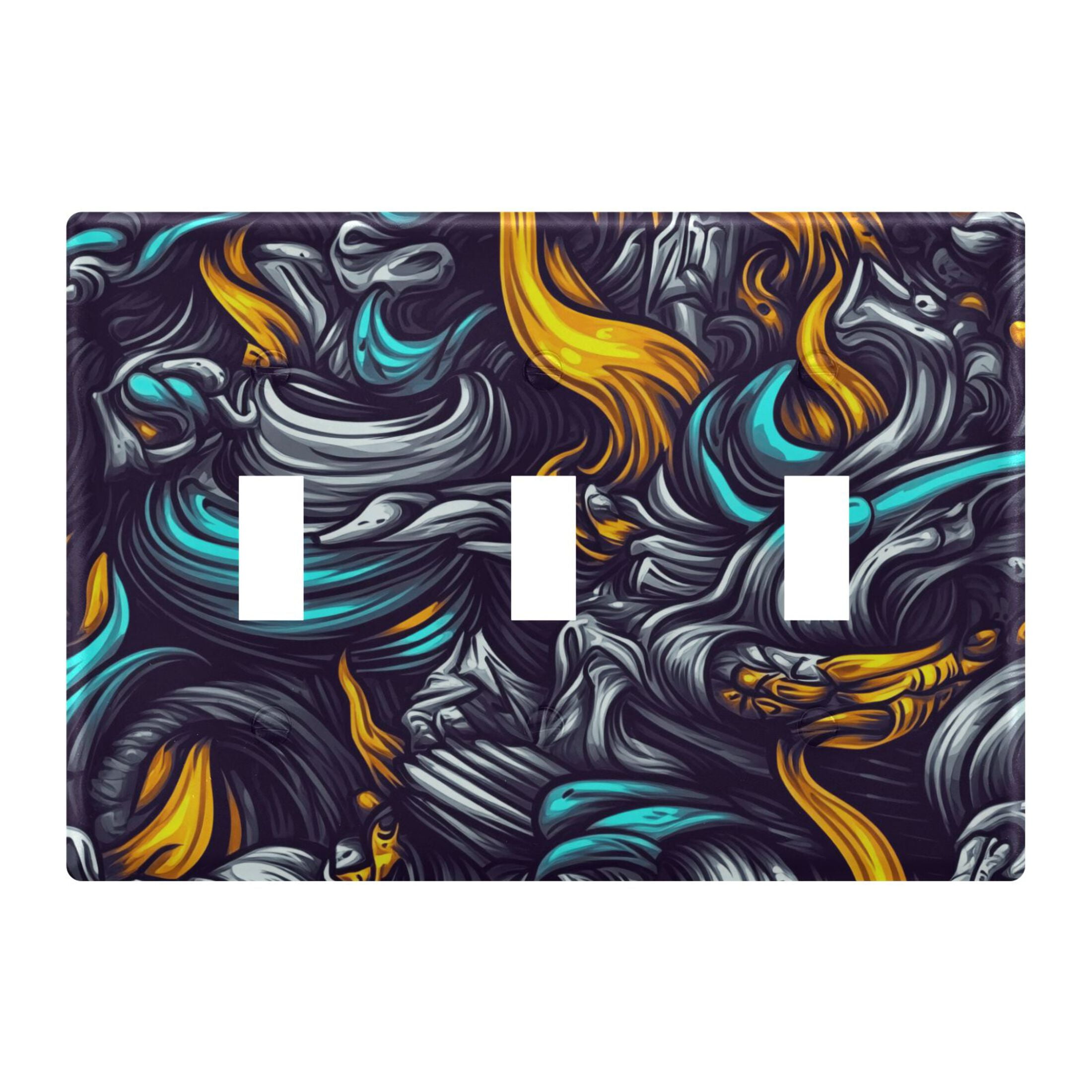3 Gang Light Switch Cover Plate Fierce Fire and Smoke Wall Plate ...