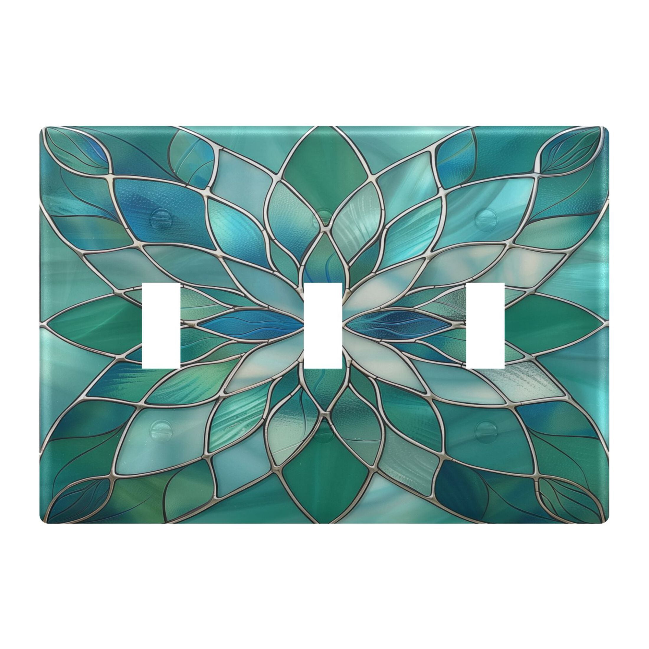 3 Gang Light Switch Cover Plate Floral Stained Glass Wall Plate ...