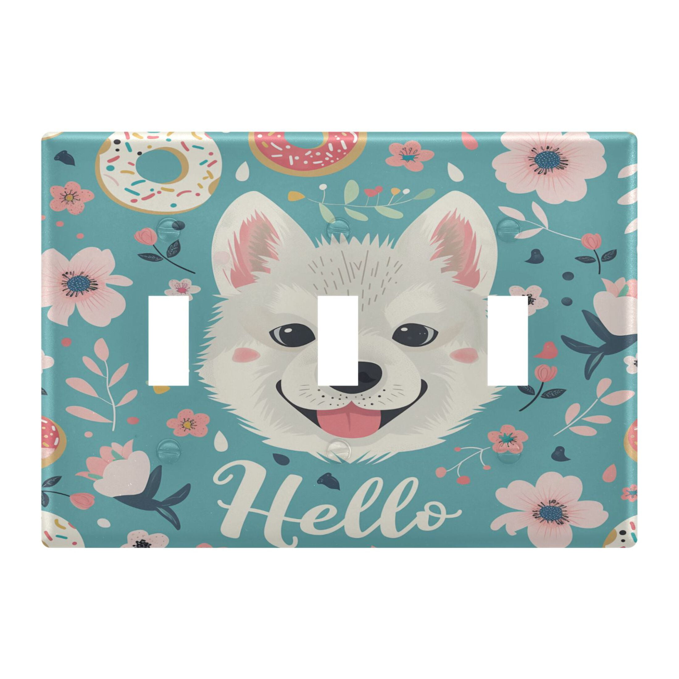 3 Gang Light Switch Cover Plate Hello Dog Face Wall Plate Decorate ...