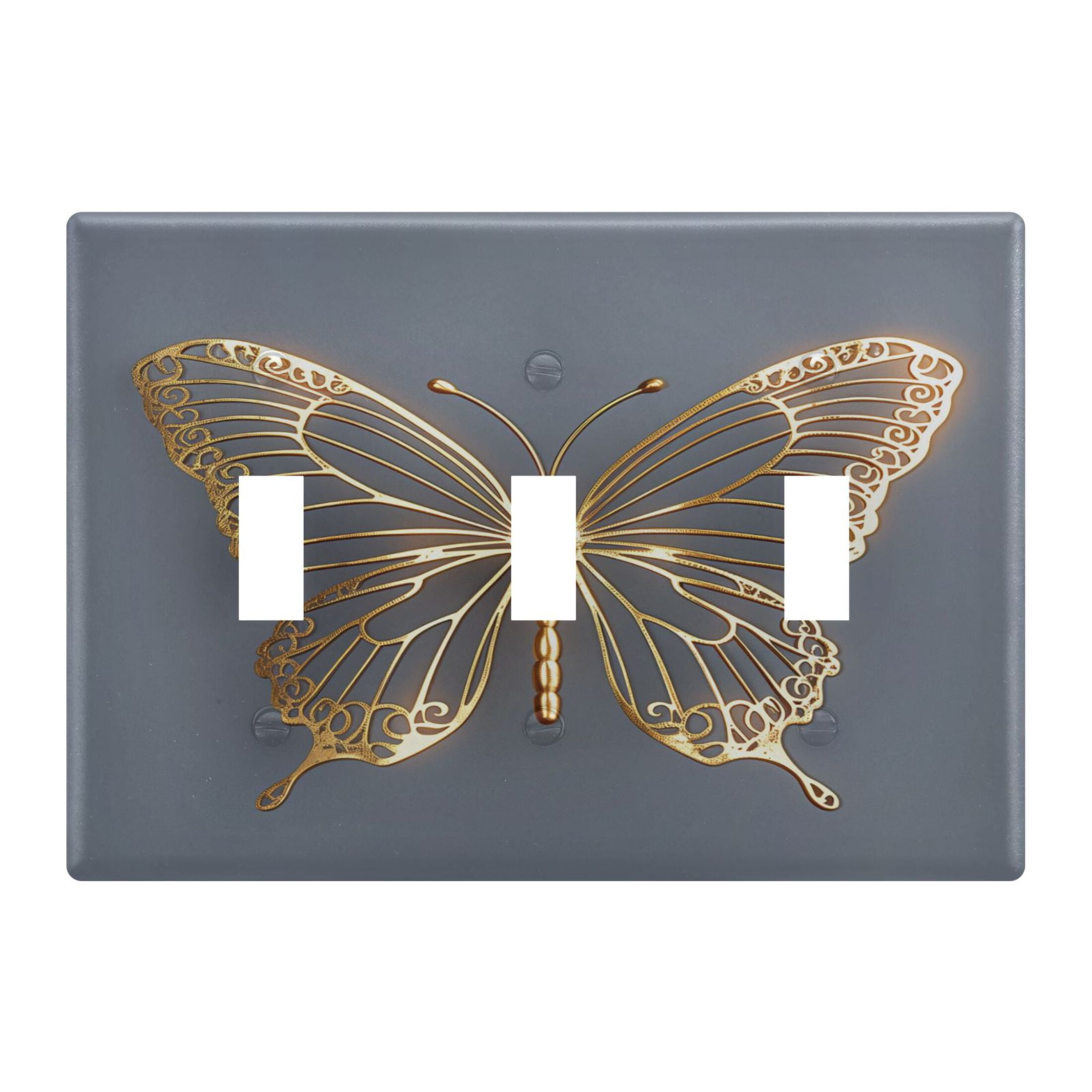 3 Gang Light Switch Cover Plate Luxury Butterfly Wall Plate Decorate ...