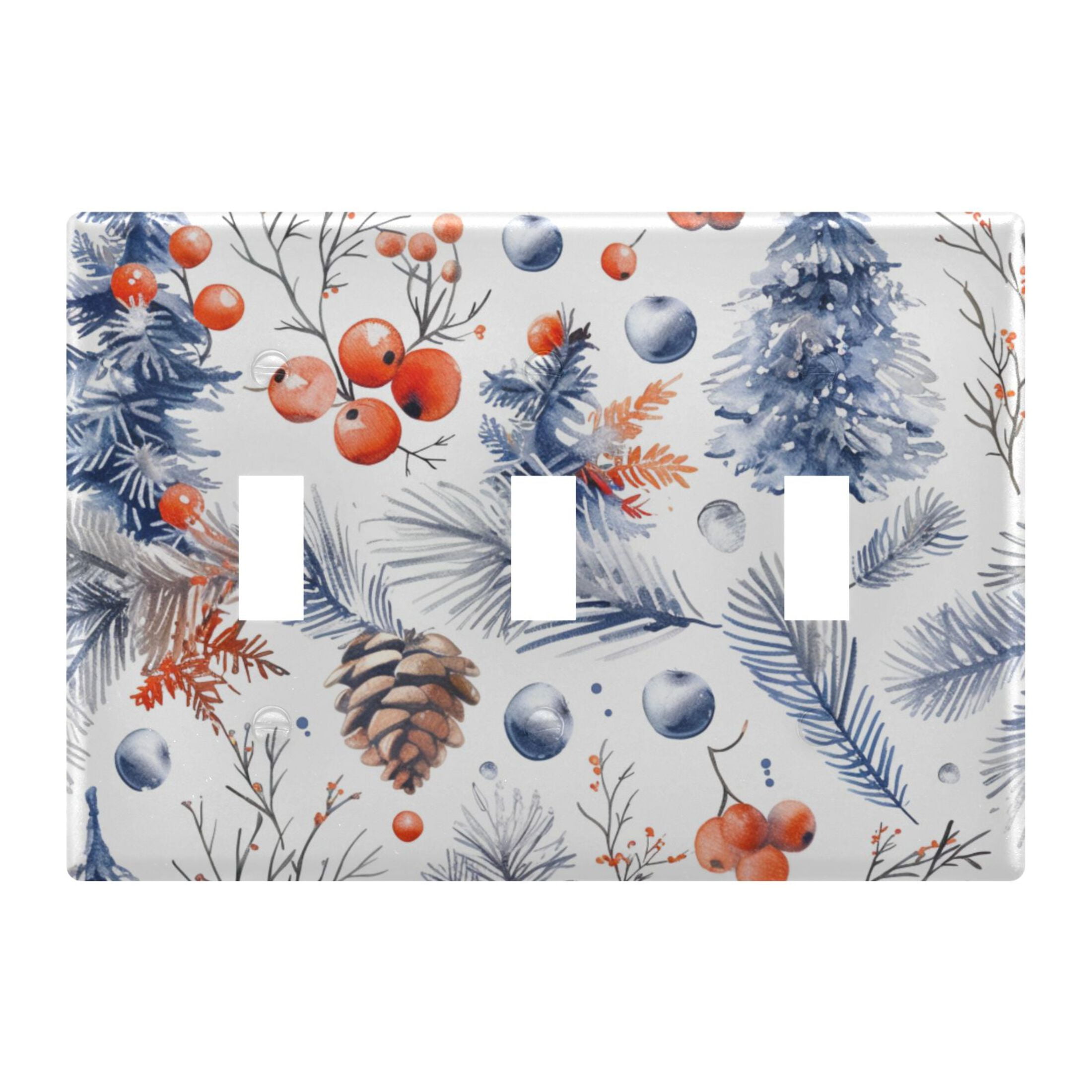 3 Gang Light Switch Cover Plate Pine Cones Trees Leaves. Wall Plate ...