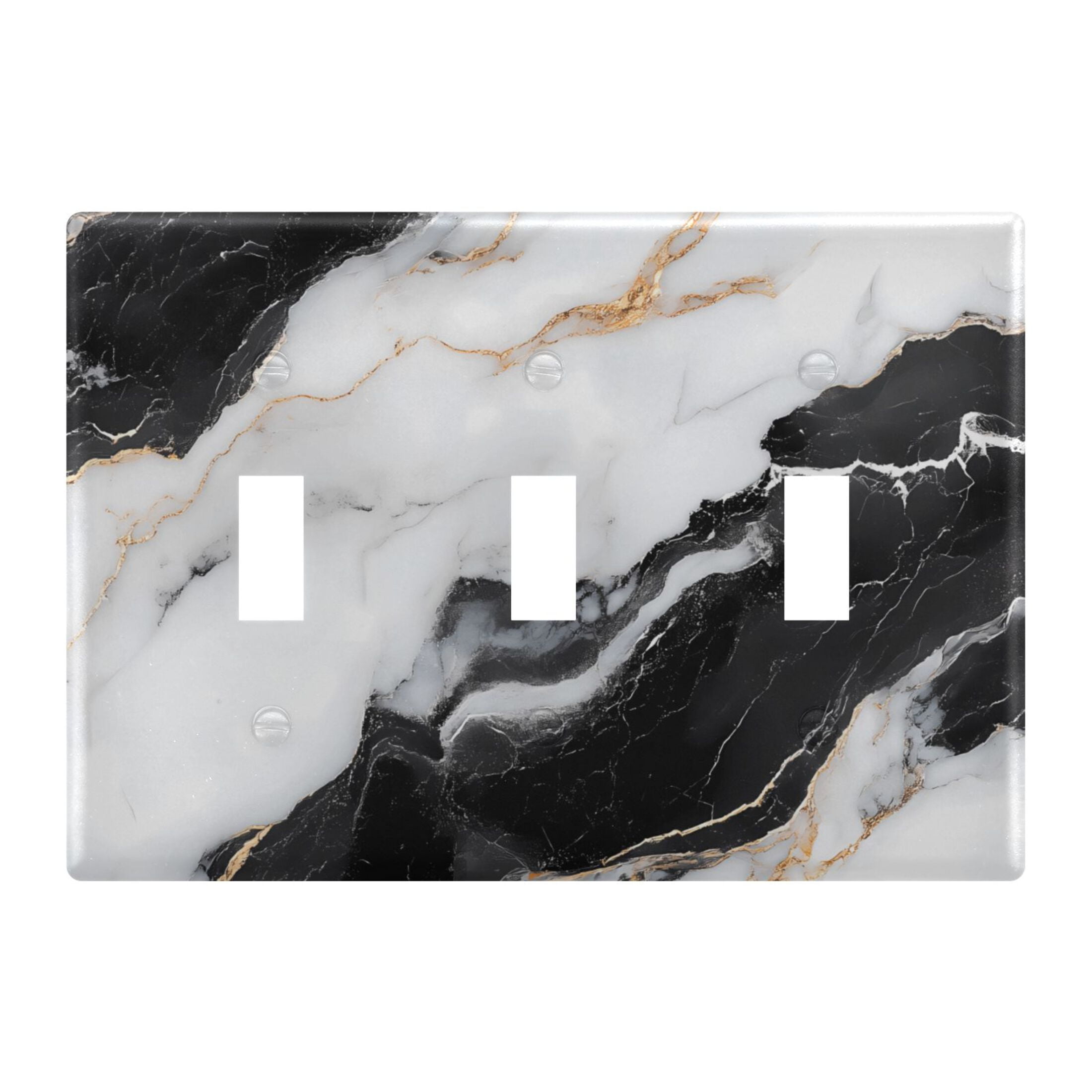 3 Gang Light Switch Cover Plate White Black Marble Texture Wall Plate ...