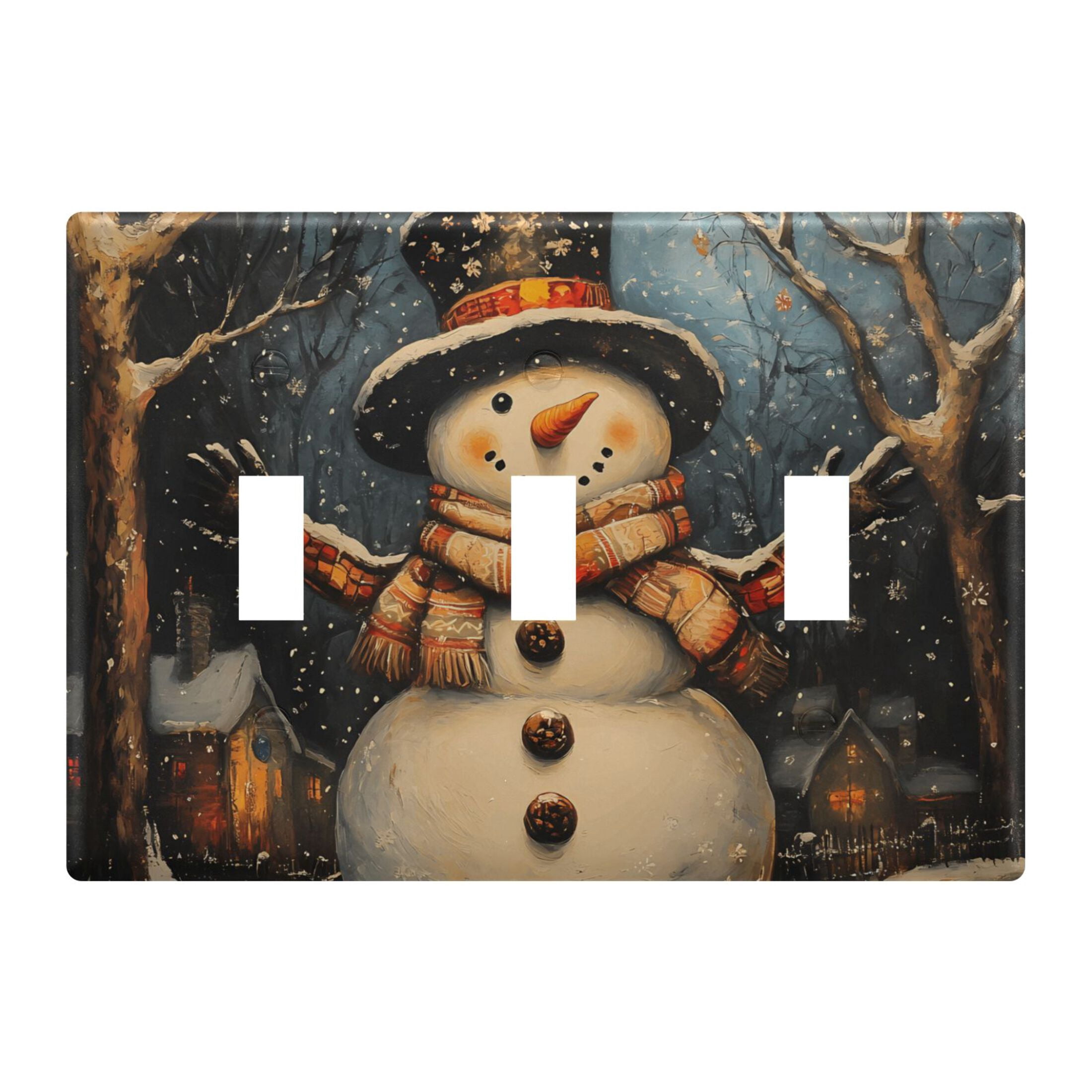 3 Gang Light Switch Cover Plate Winter Snowman Wall Plate Decorate ...