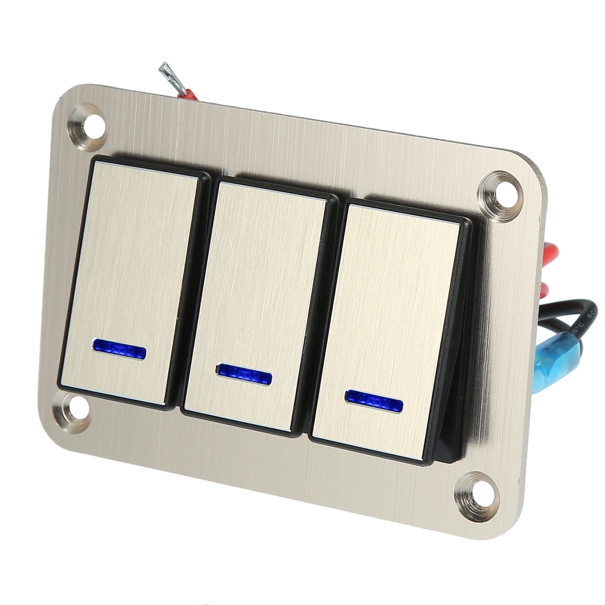 3 Gang Rocker Switch Panel 3 Pin Pre-Wired Toggle Switch Aluminum Alloy ...