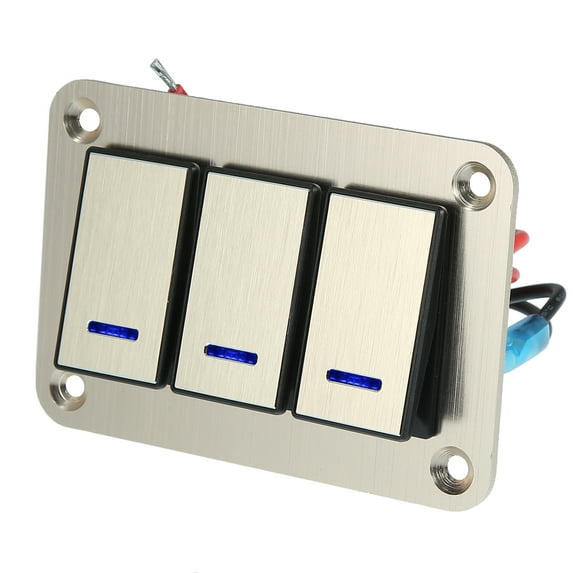 3 Gang Rocker Switch Panel 3 Pin Pre-Wired Toggle Switch Aluminum Alloy ...