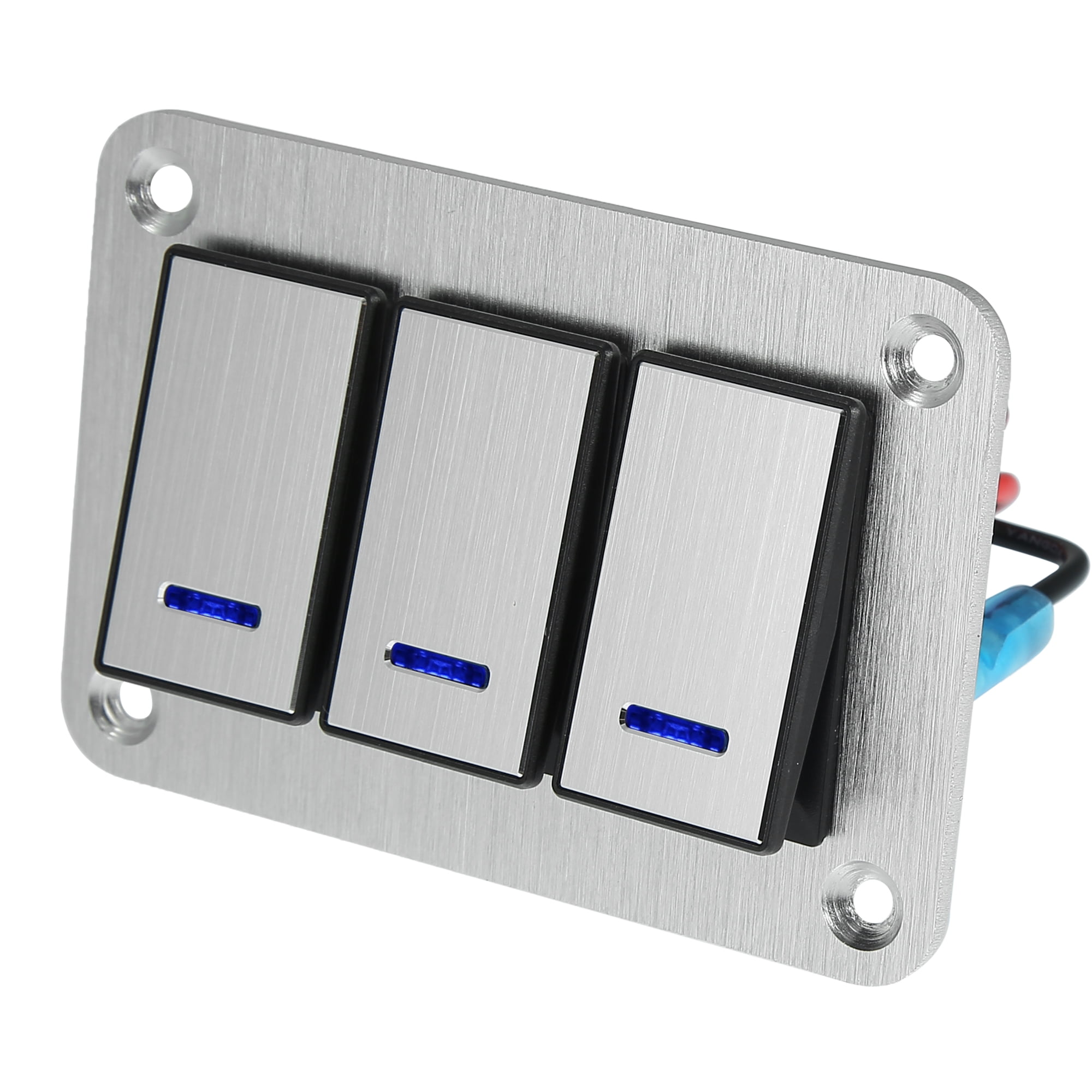 3 Gang Rocker Switch Panel 3 Pin Pre-Wired Toggle Switch Aluminum Alloy ...
