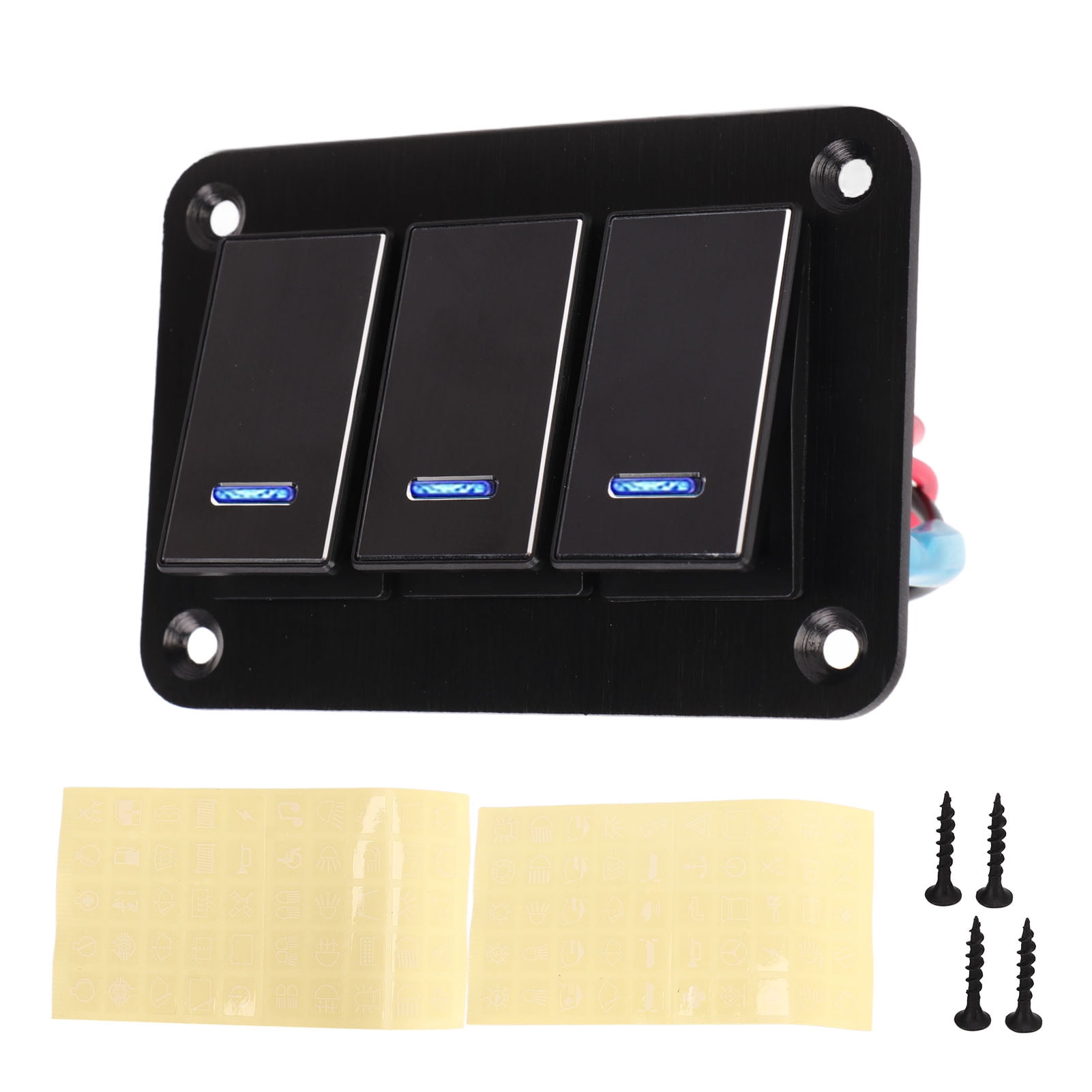 3 Gang Rocker Switch Panel Waterproof Pre Wired Aluminum Alloy for Boat ...