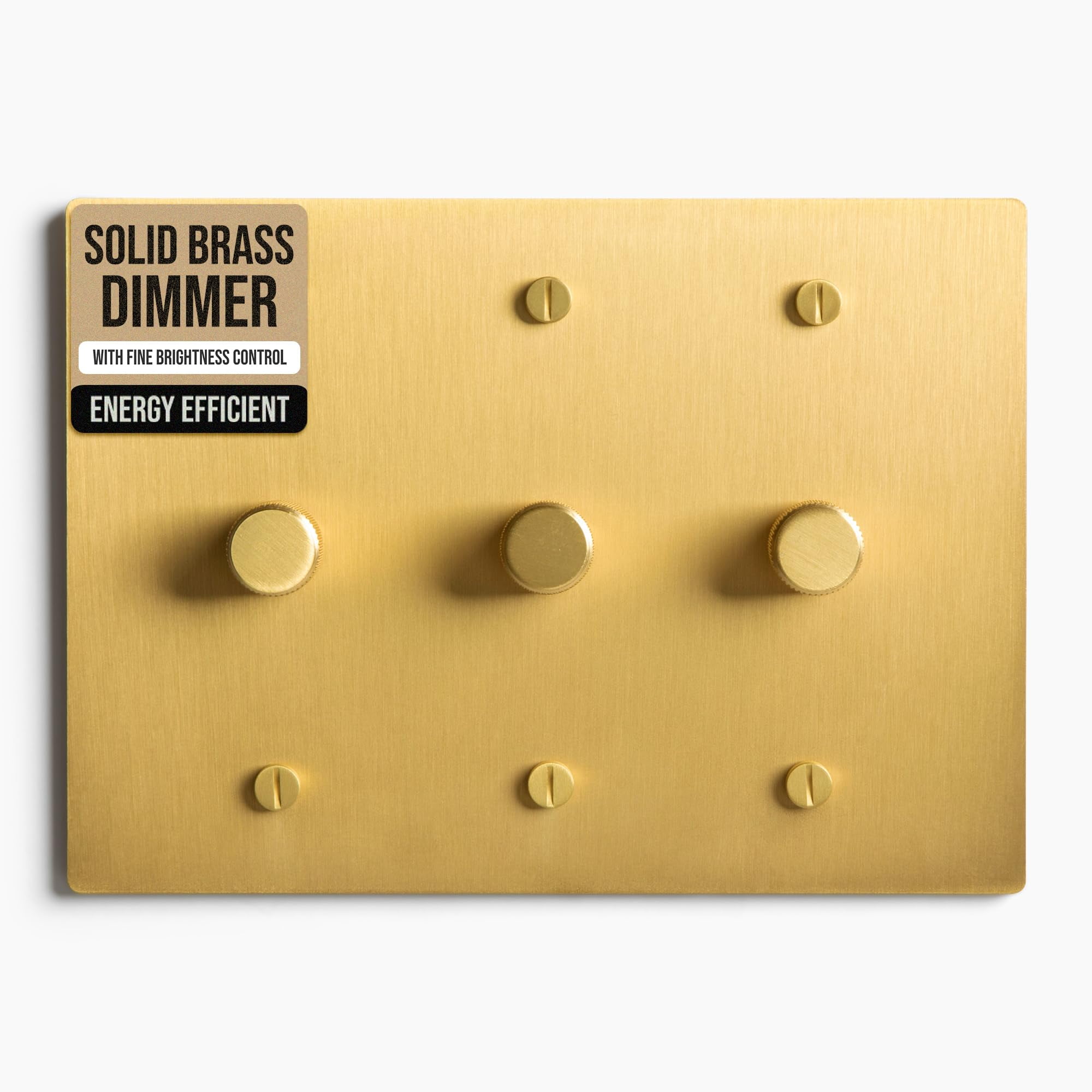 3-Gang Satin Solid Brass Rotary Dimmer Switch, 15A 120V AC Wall Mount ...