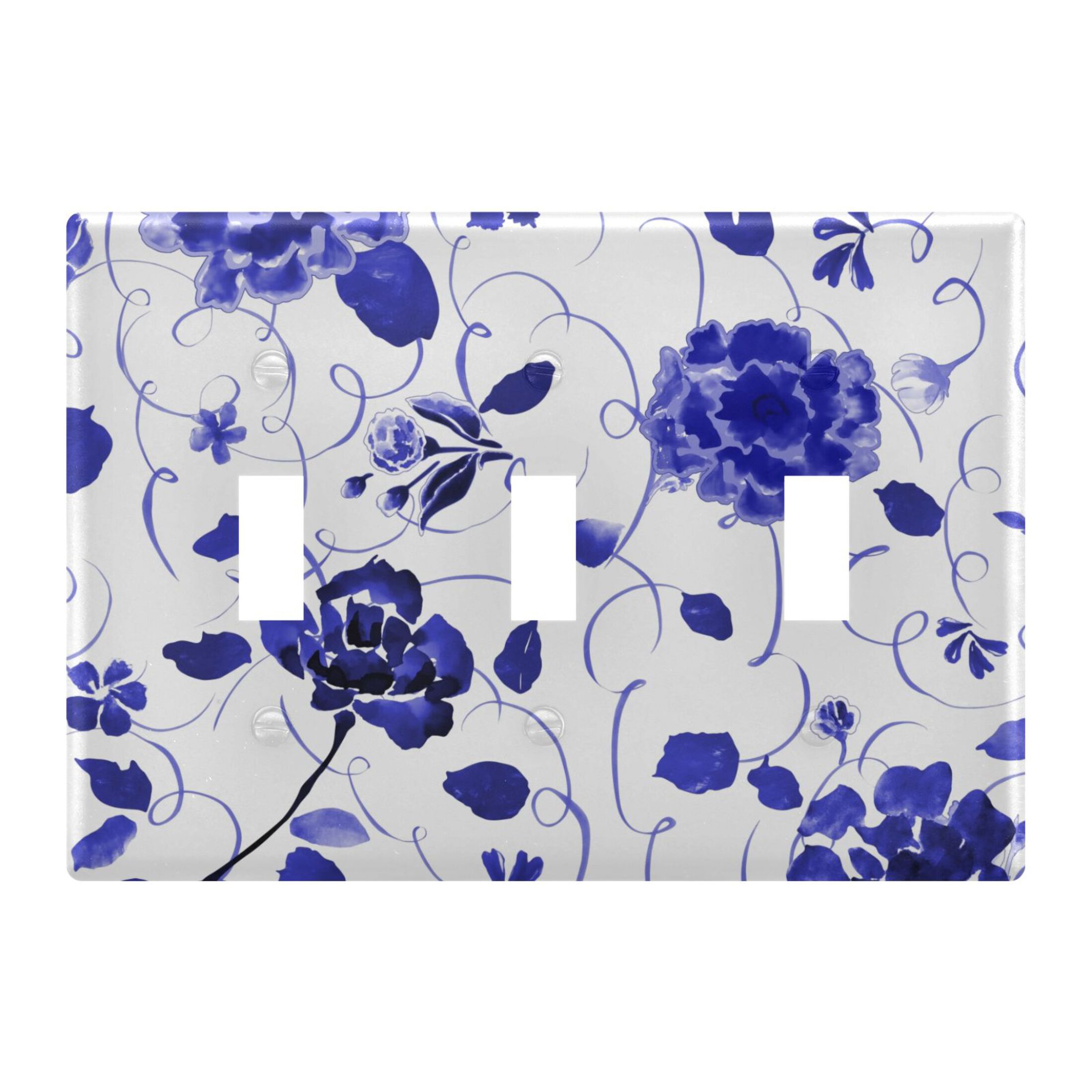 3 Gang Switch Covers Abstract Flowers Leaves Light Wall Plate Home ...