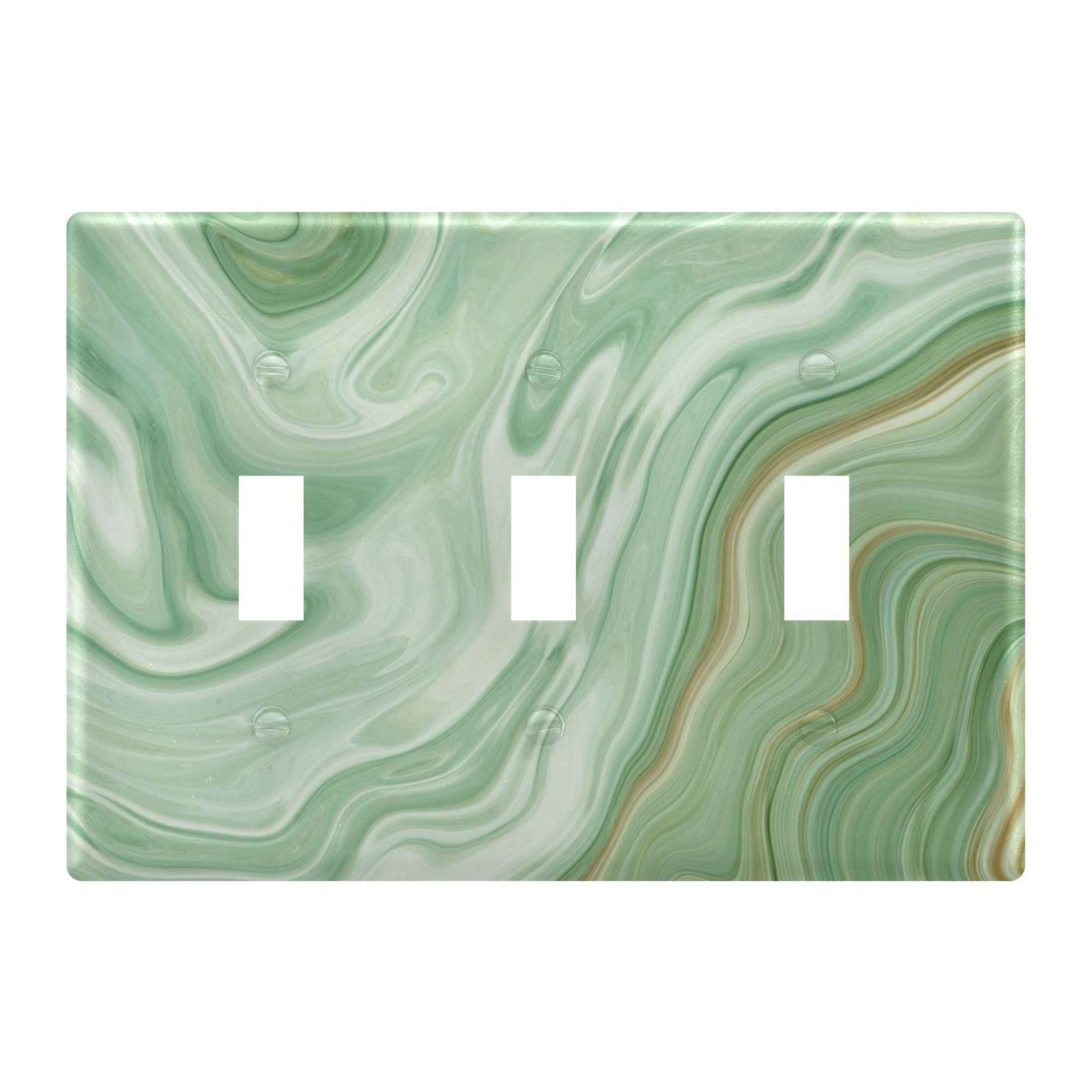 3 Gang Switch Covers Abstract Green in Marble Light Wall Plate Home ...