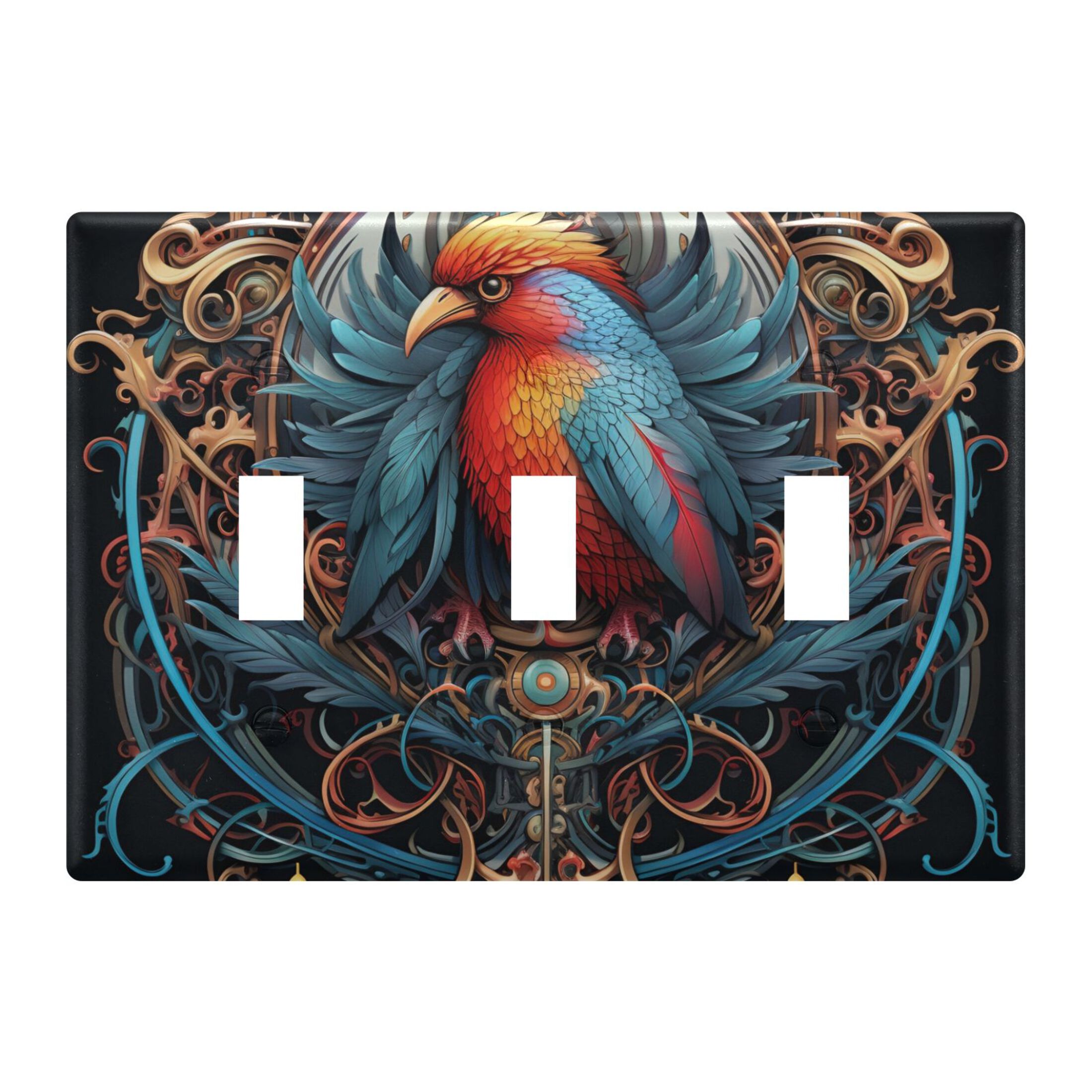 3 Gang Switch Covers Bird Boho Print Light Wall Plate Home Faceplate ...